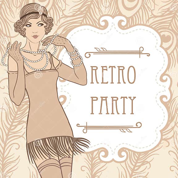 Flapper girl stock vector. Illustration of pearl, musical - 24575164