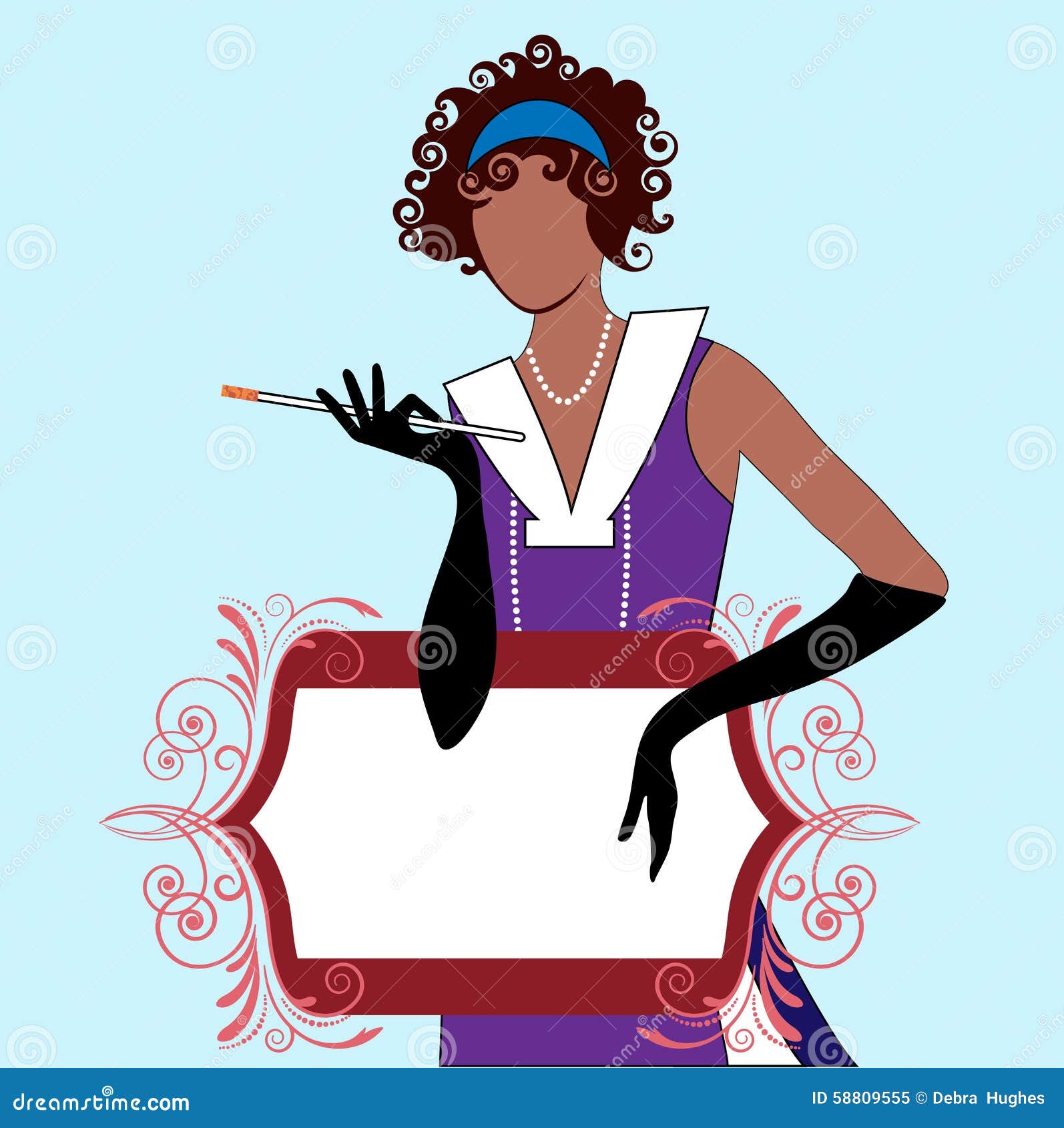 Flapper Girl with Banner stock vector. Illustration of banner - 58809555