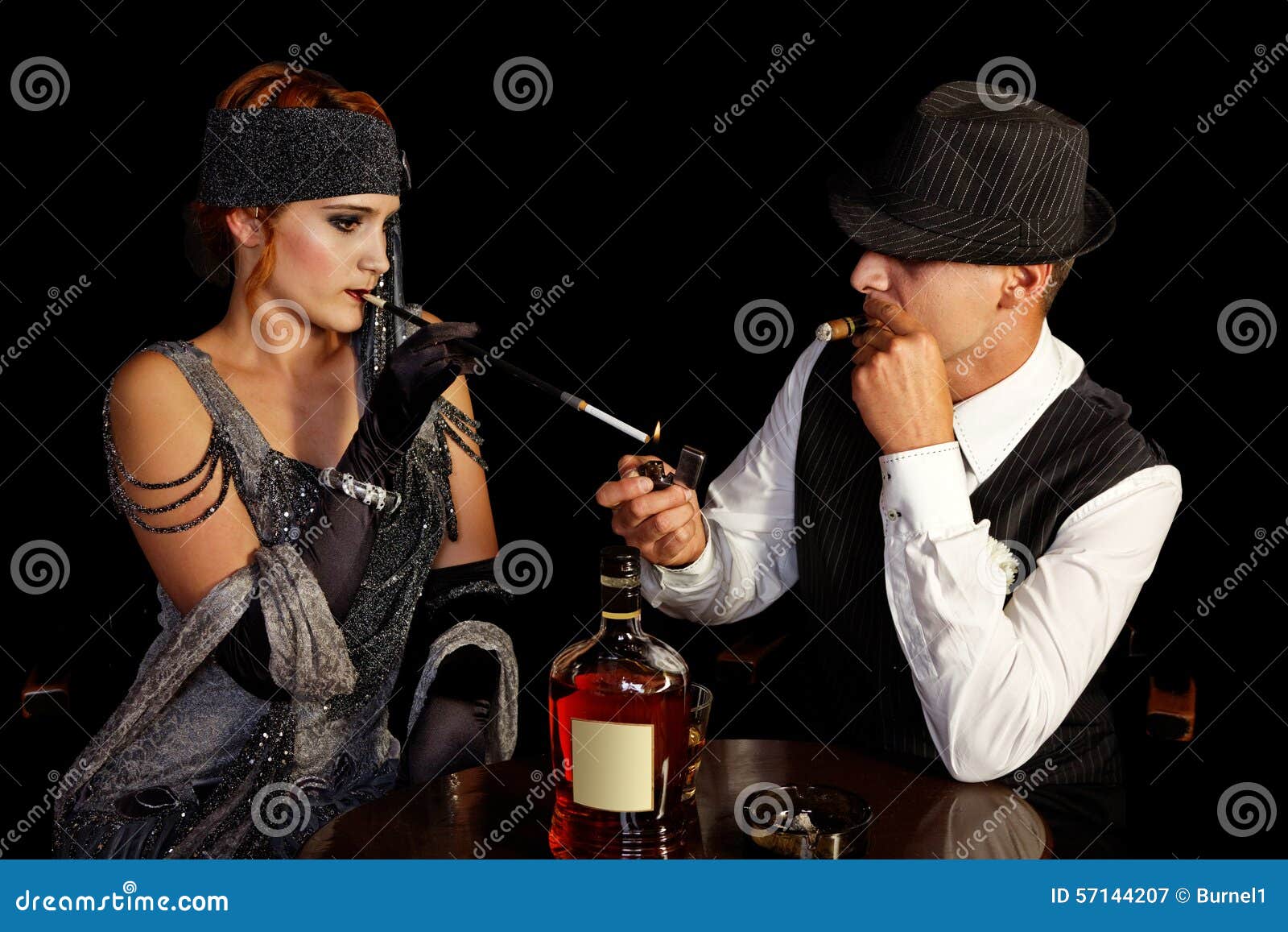 Flapper girl and gangster stock image. Image of lady - 57144207