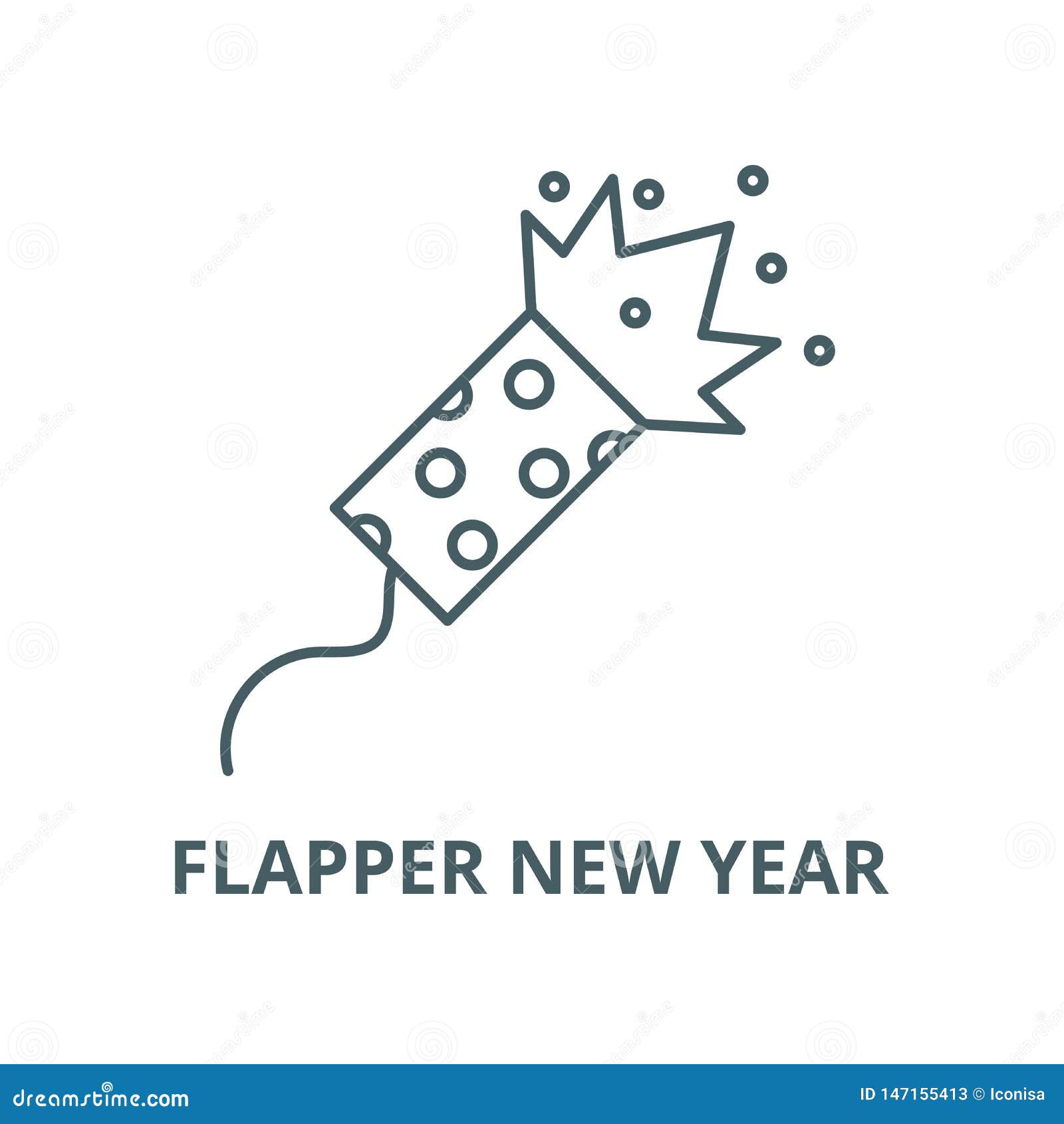 Flapper New Year Vector Line Icon, Linear Concept, Outline Sign, Symbol ...