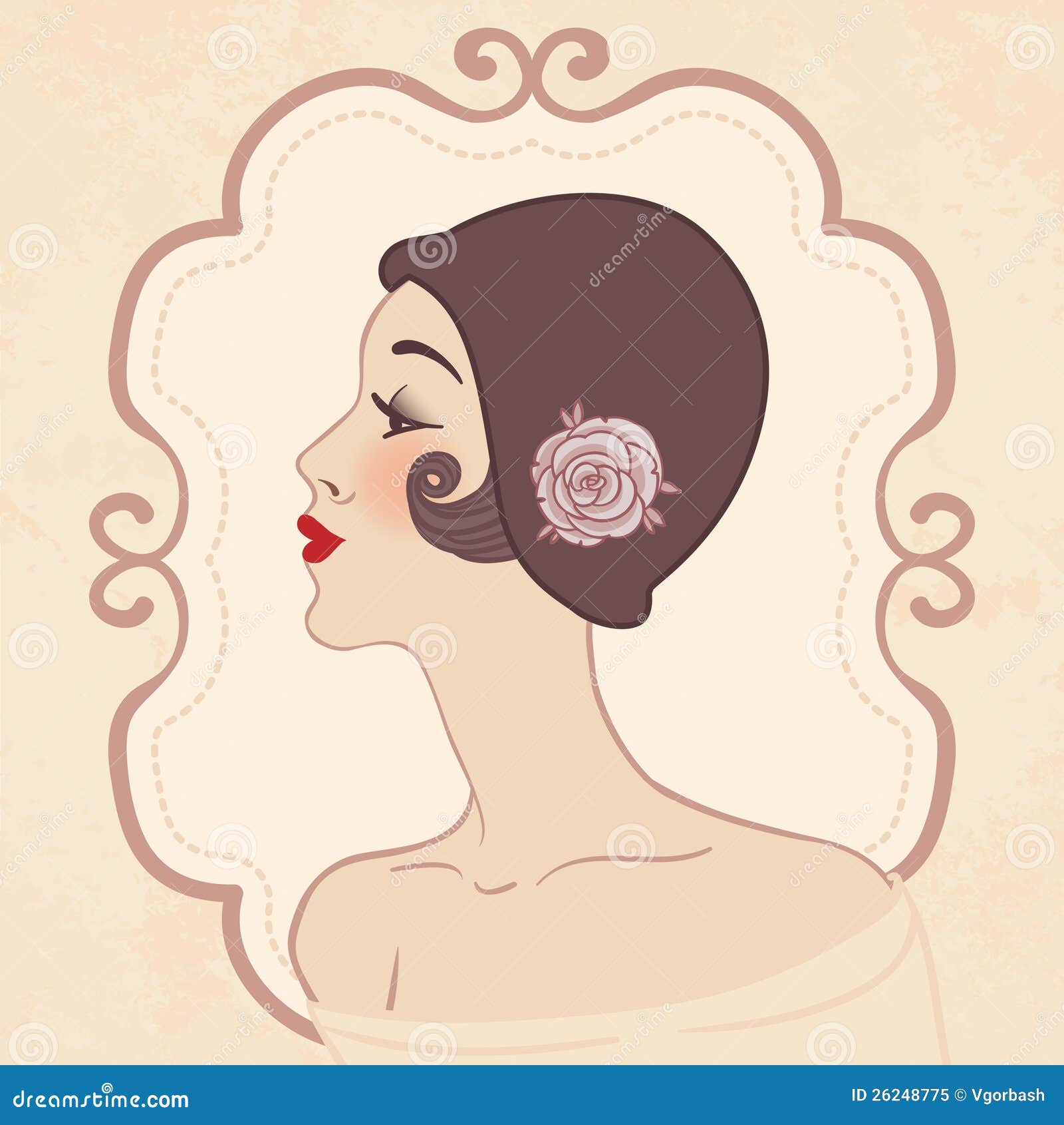 Flapper retro girl in hat stock vector. Illustration of female - 26248775