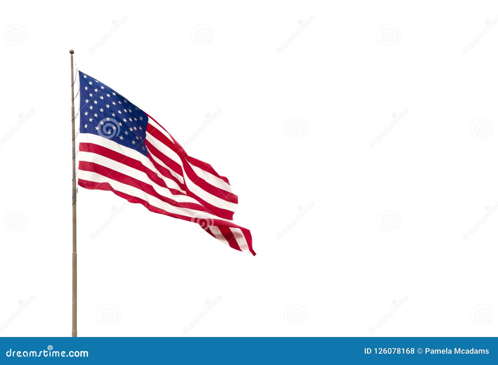 Flapping American Flag stock photo. Image of isolated - 126078168