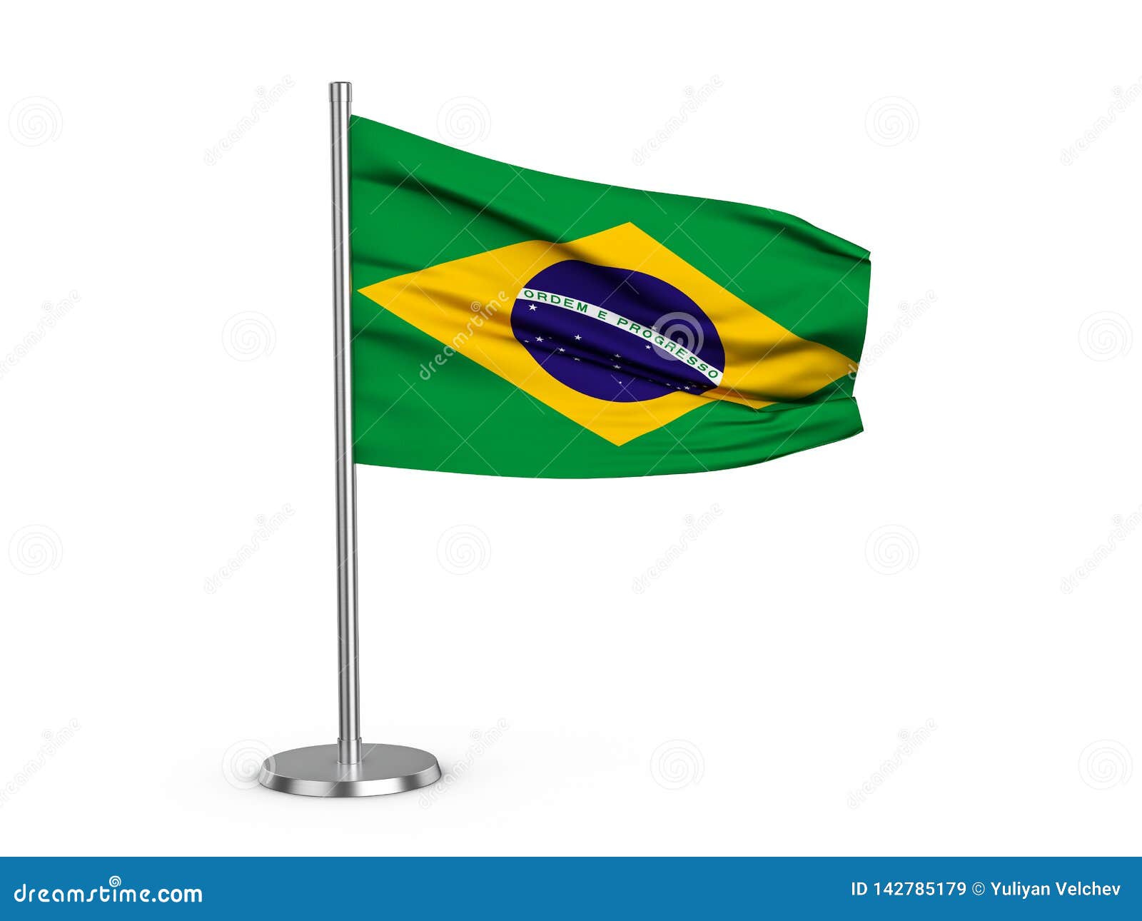 Flapping flag Brazil stock illustration. Illustration of wind - 142785179