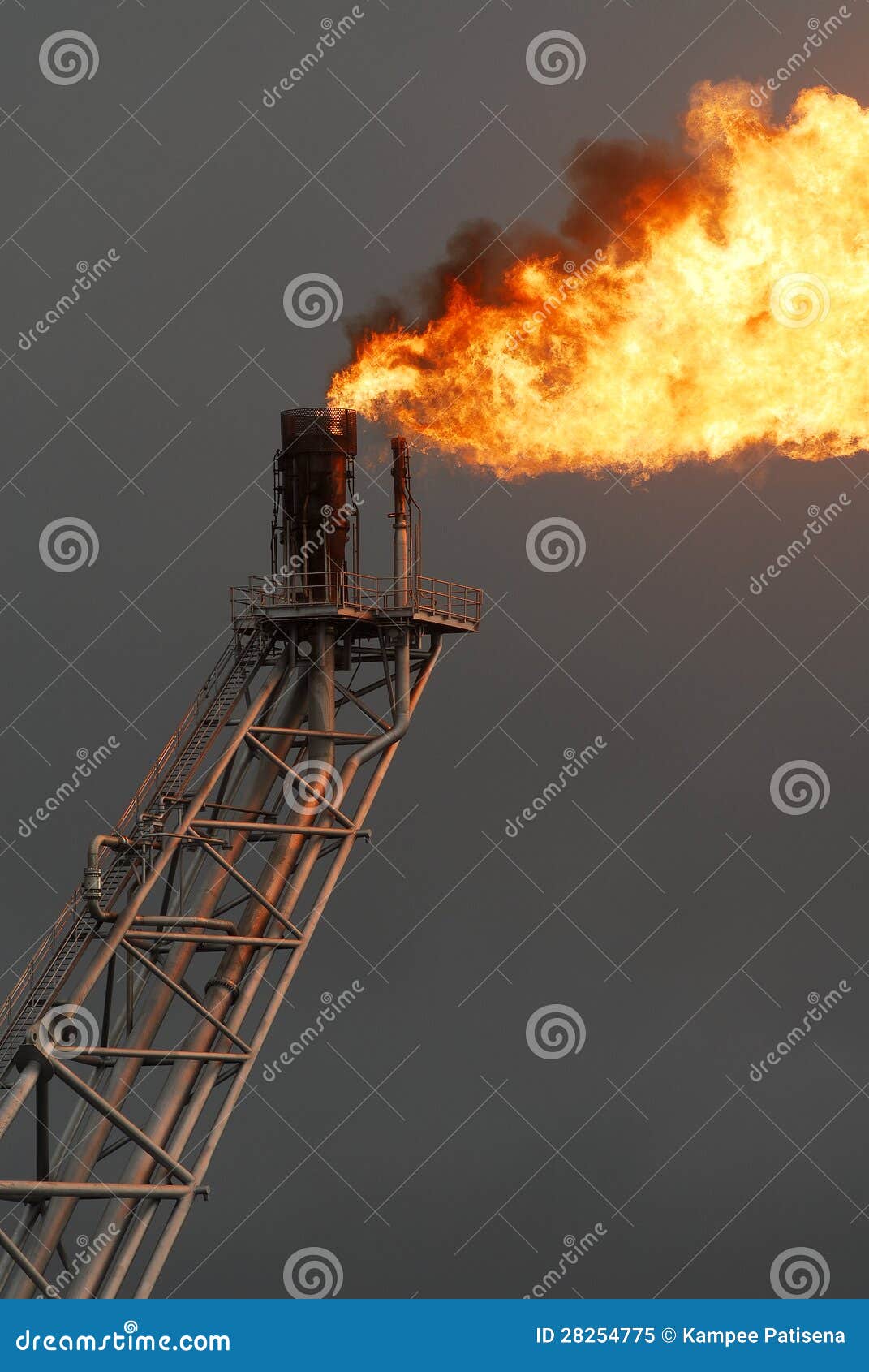 Hot Flare Boom And Fire On Offshore Production Platform Stock ...