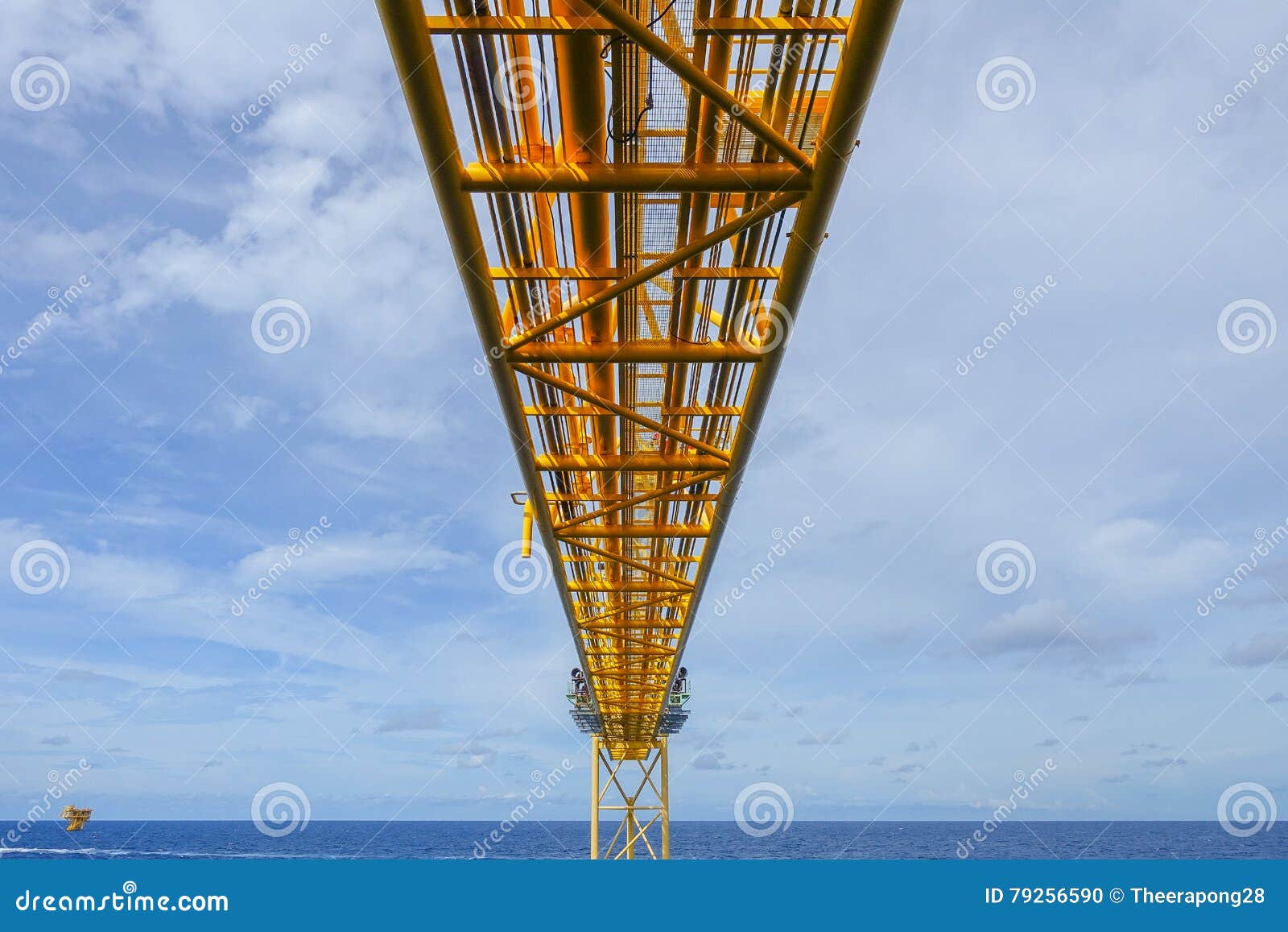 Flare Bridge from Gas Production Platform in Offshore Stock Photo ...