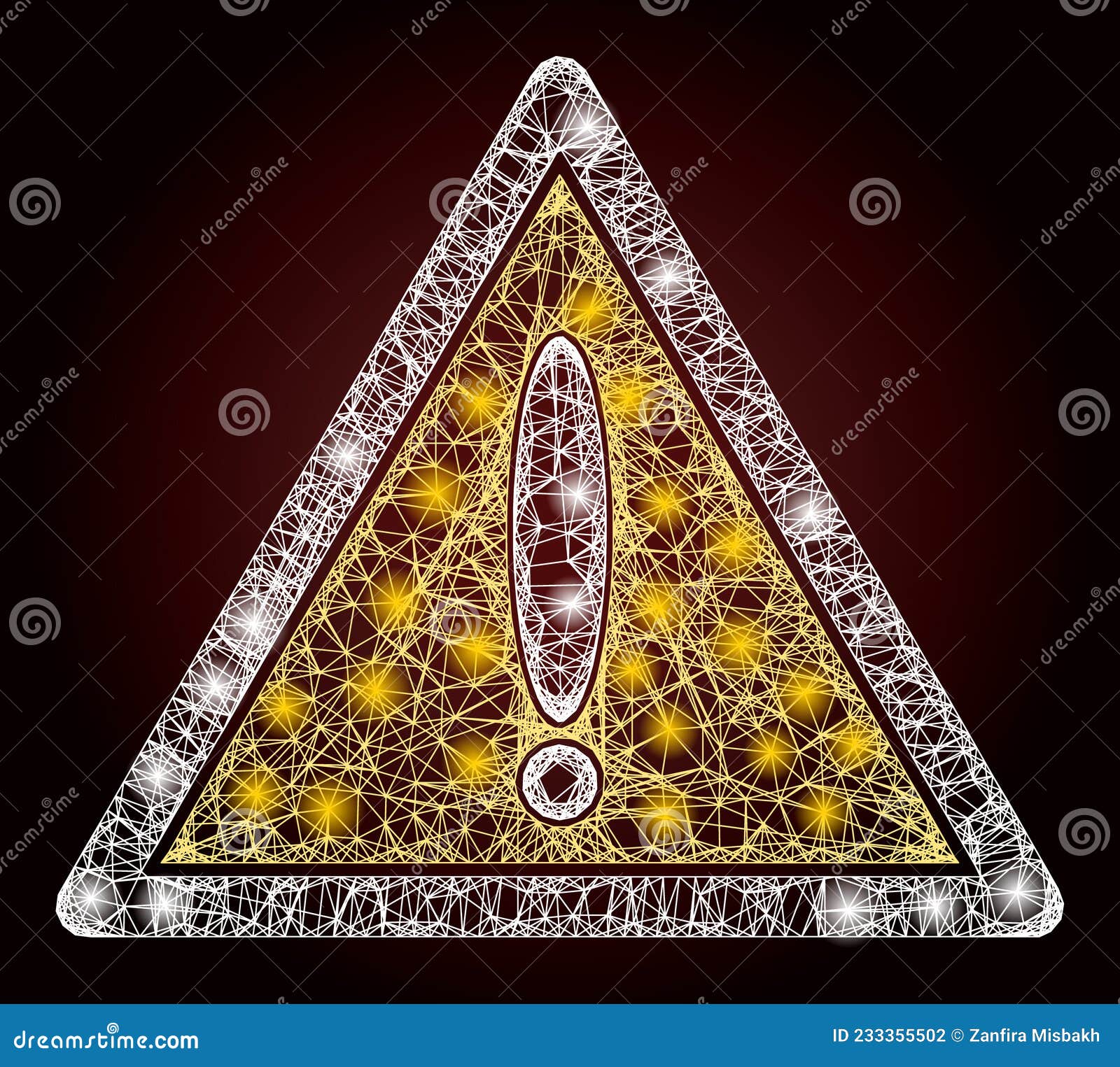Glossy Network Mesh Danger Triangle with Light Spots Stock Vector ...