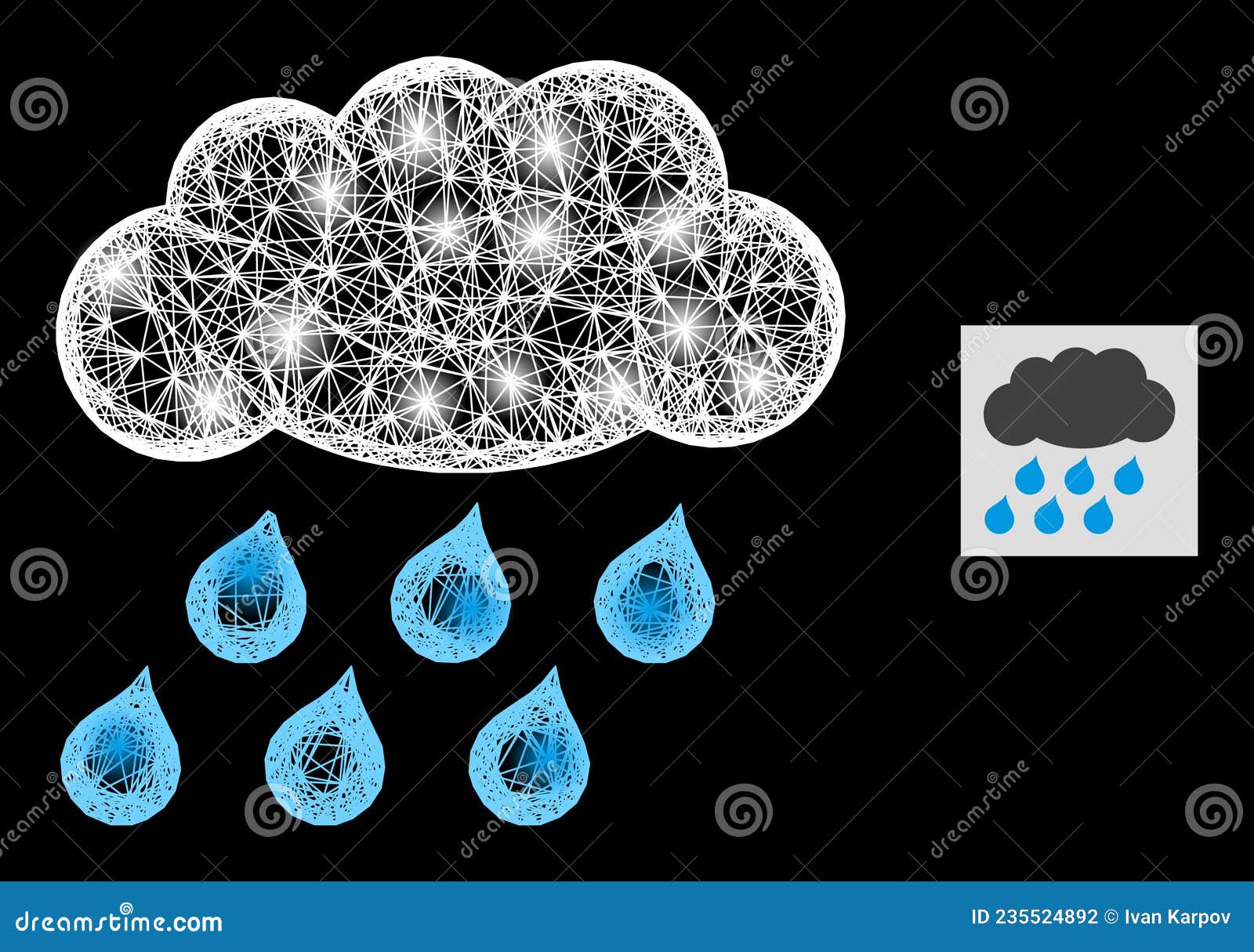 Flare Linear Mesh Rain Cloud with Lightspots Stock Vector ...