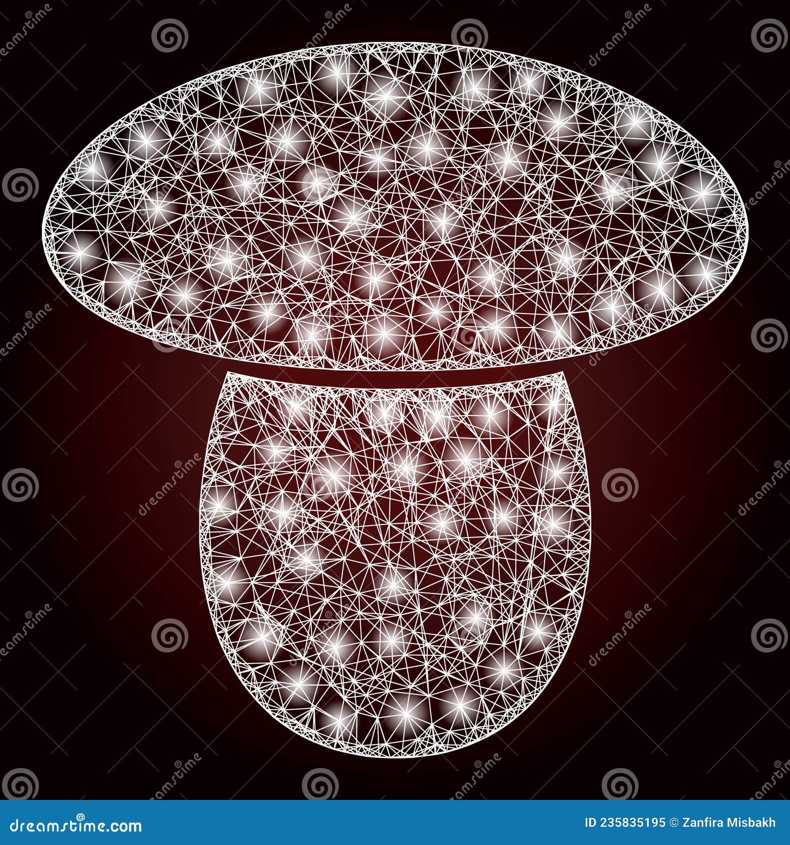 Flare Hatched Mesh Mushroom with Light Spots Stock Vector ...