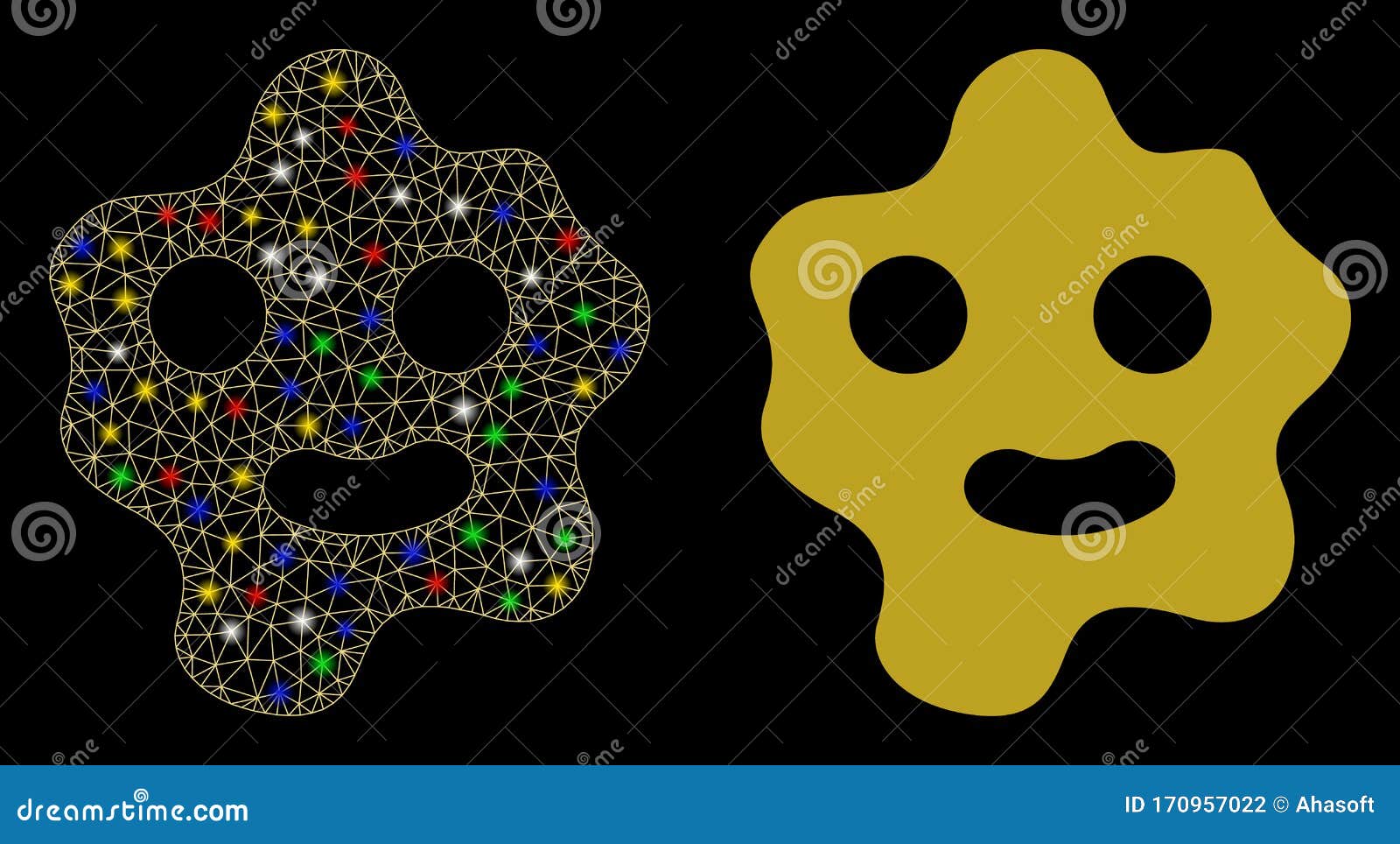 Flare Mesh Wire Frame Ameba Icon with Flare Spots Stock Vector ...