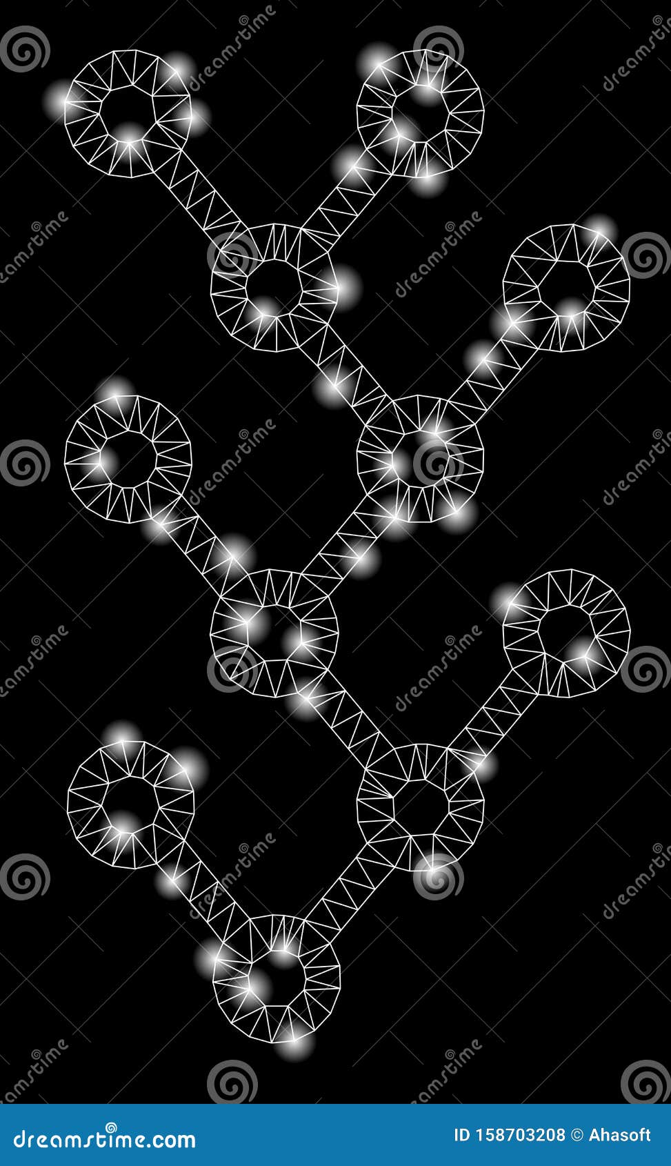 Flare Mesh Network Binary Tree with Light Spots Stock Vector - Illustration of flare ...