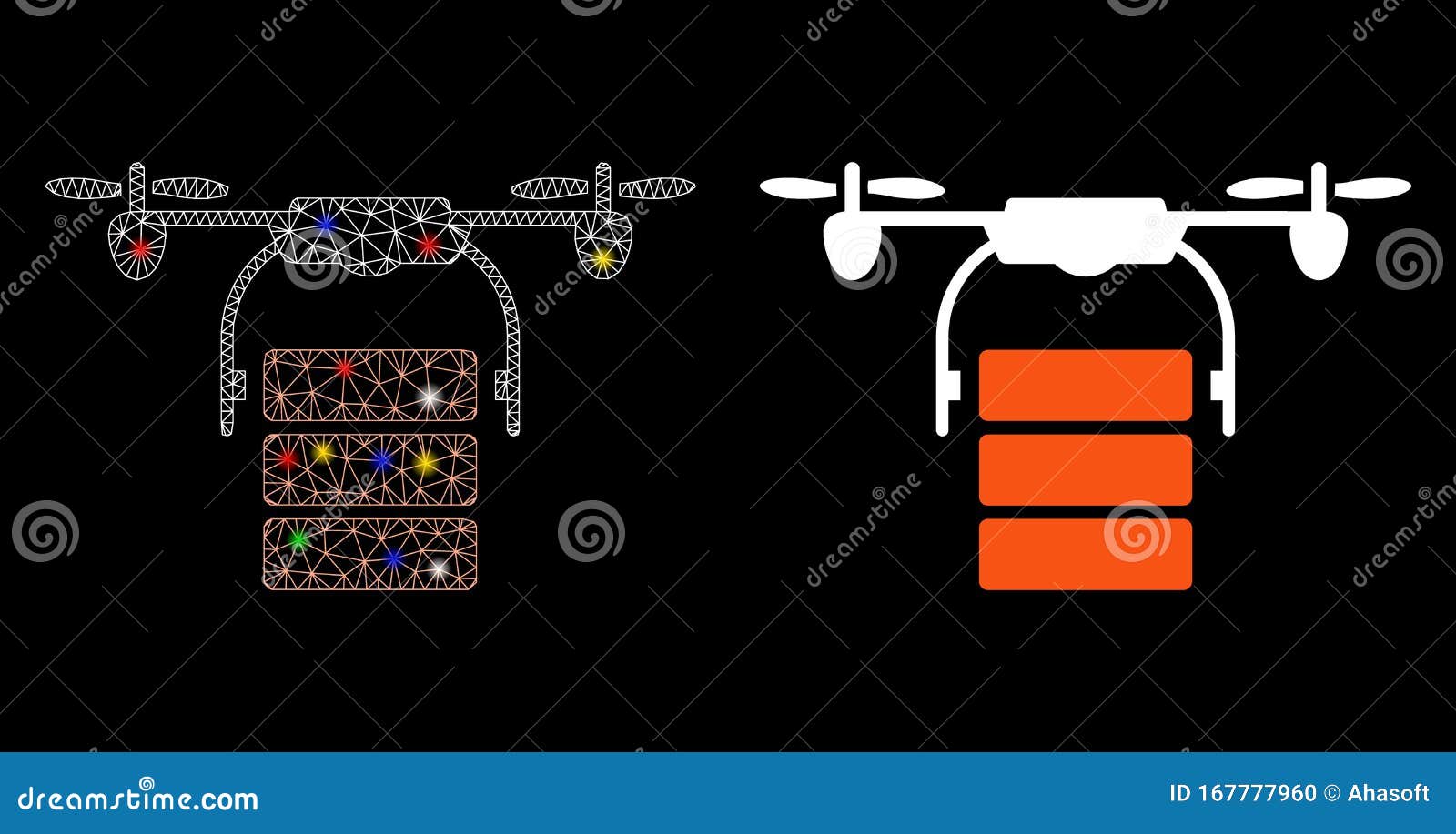 Flare Mesh Carcass Cargo Drone Icon with Flash Spots Stock Vector ... Flare Mesh Carcass Cargo Drone Icon with Flash Spots Stock Vector ...
