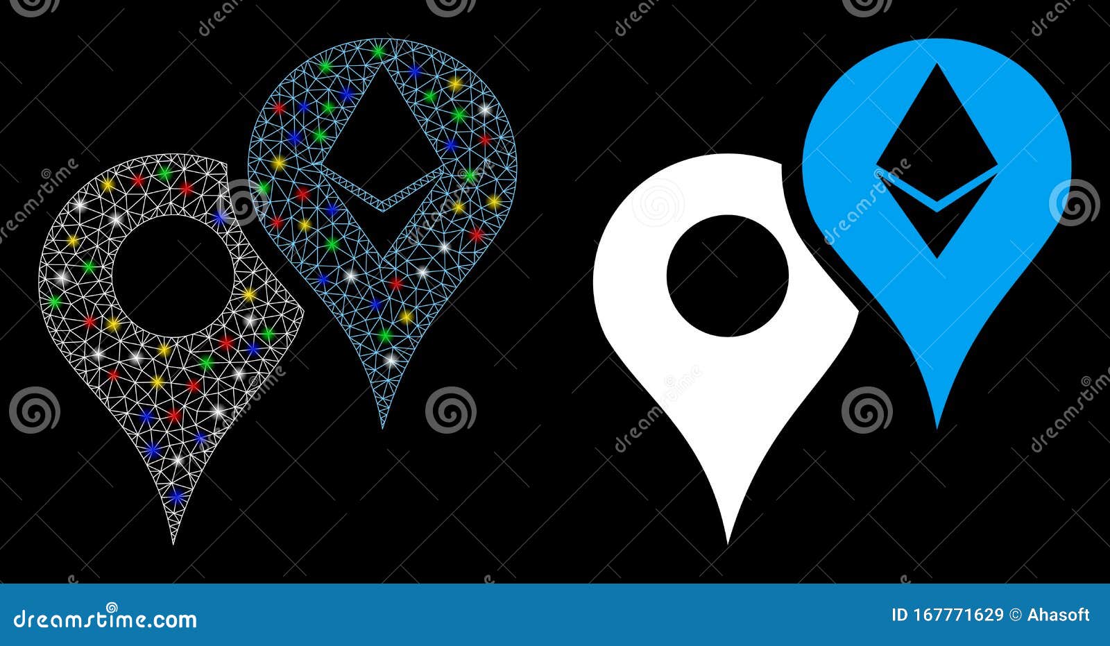 Flare Mesh Carcass Ethereum Map Markers Icon with Flare Spots Stock ... Flare Mesh Carcass Ethereum Map Markers Icon with Flare Spots Stock ...