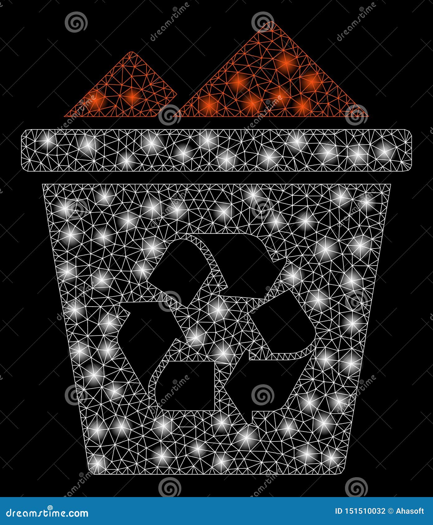 Flare Mesh Carcass Full Recycle Bin with Flare Spots Stock Vector ... Flare Mesh Carcass Full Recycle Bin with Flare Spots Stock Vector ...
