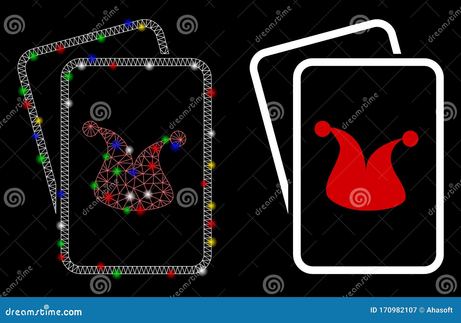 Flare Mesh Carcass Joker Gaming Cards Icon with Light Spots Stock ... Flare Mesh Carcass Joker Gaming Cards Icon with Light Spots Stock ...