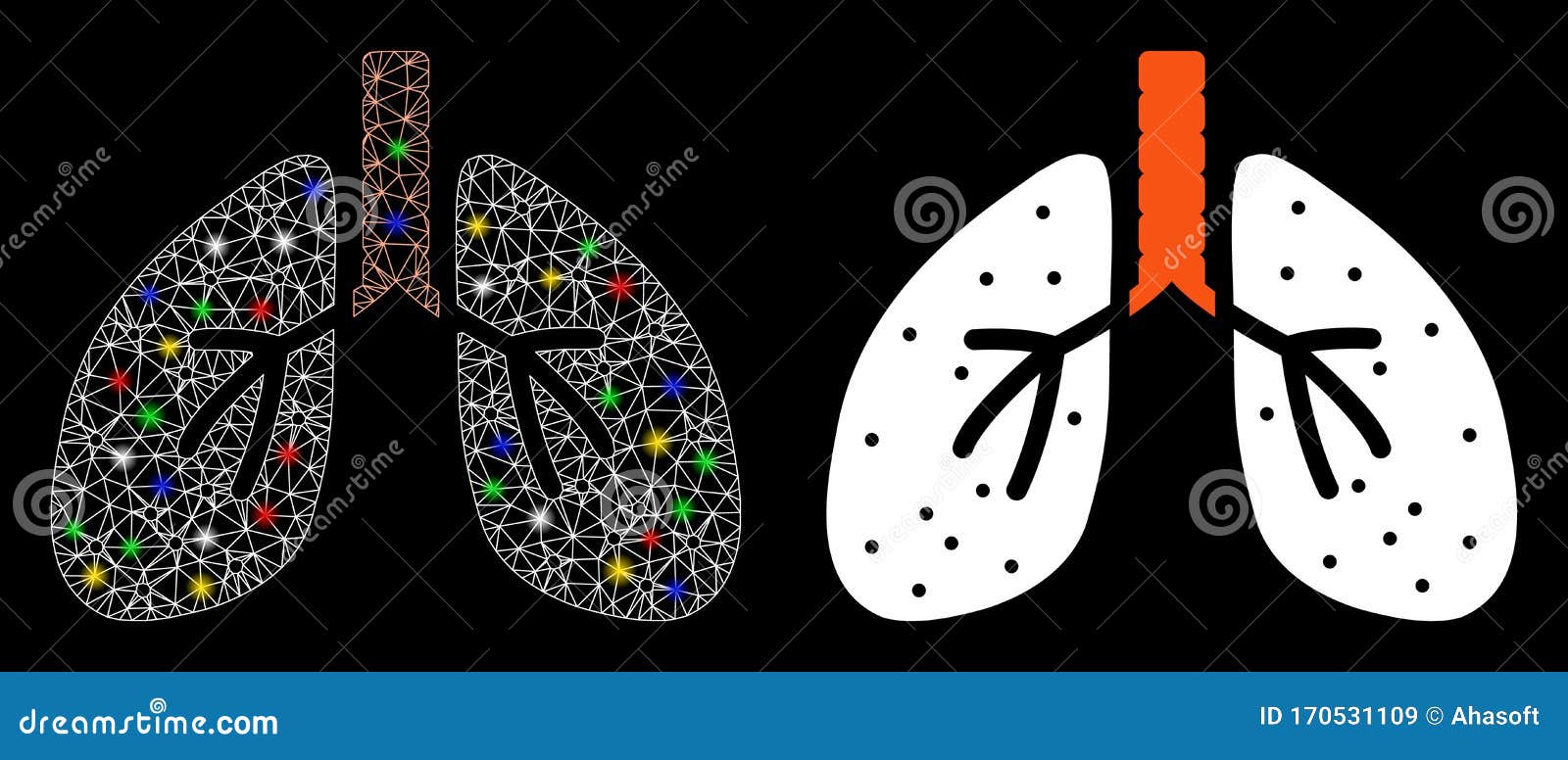 Flare Mesh Carcass Lungs Icon with Flare Spots Stock Vector ... Flare Mesh Carcass Lungs Icon with Flare Spots Stock Vector ...