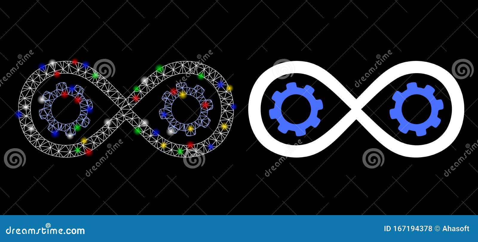 Flare Mesh Carcass Perpetuum Mobile Icon with Flare Spots Stock Vector ...