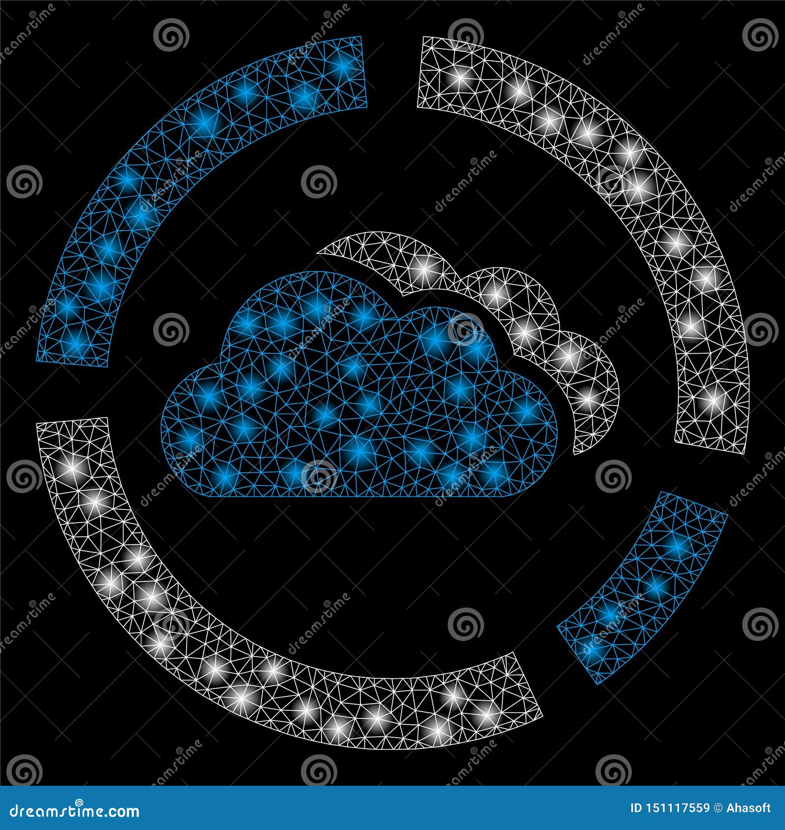 Flare Mesh Network Cloud Diagrams with Flare Spots Stock Vector ...