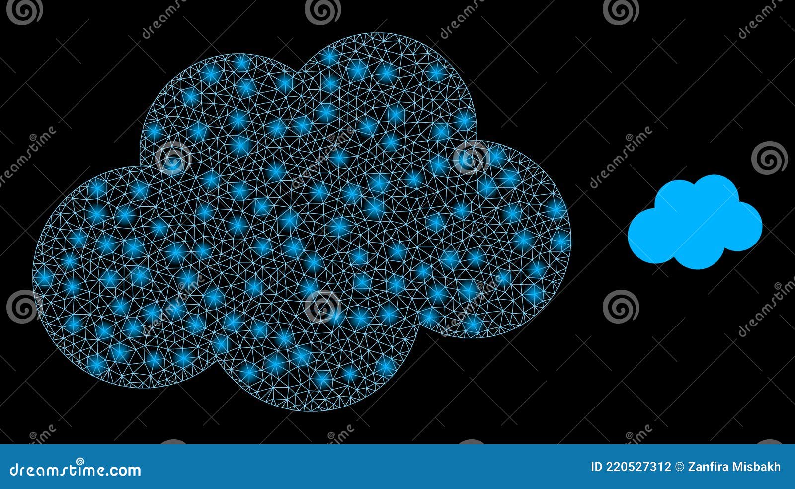 Glowing Mesh Cloud with Lightspots Stock Vector - Illustration of ...