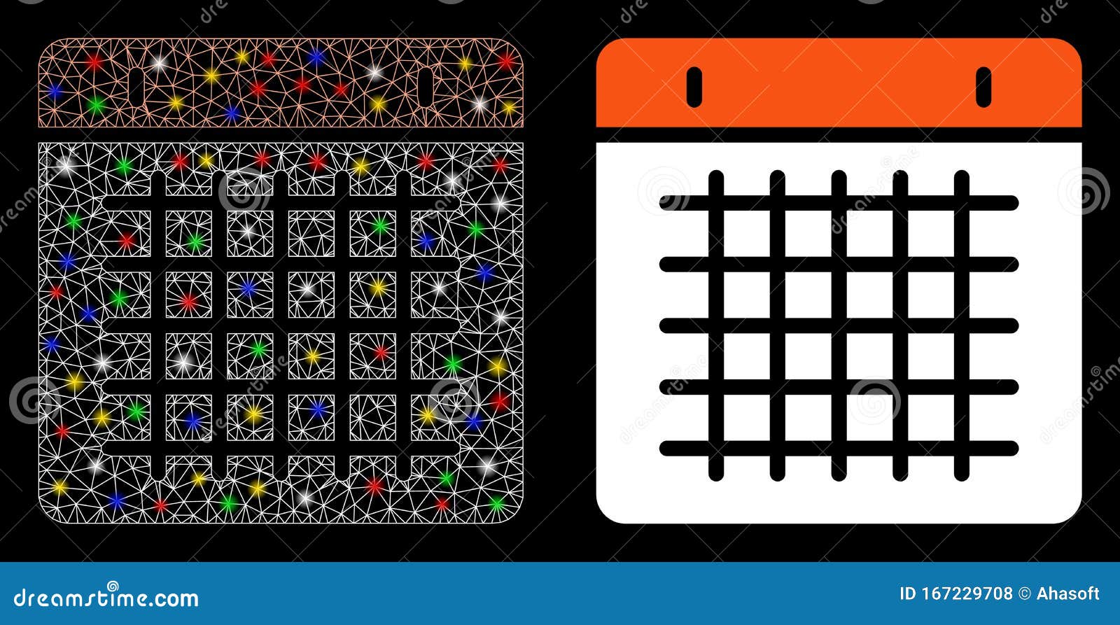Flare Mesh 2D Calendar Icon with Light Spots Stock Vector ...