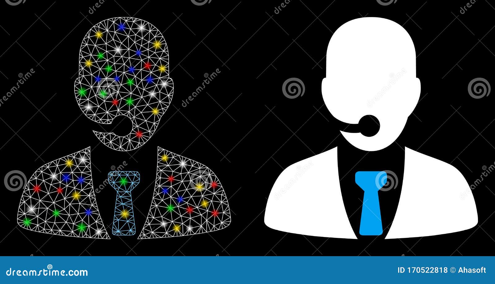 Flare Mesh 2D Call Center Manager Icon with Flare Spots Stock Vector ...