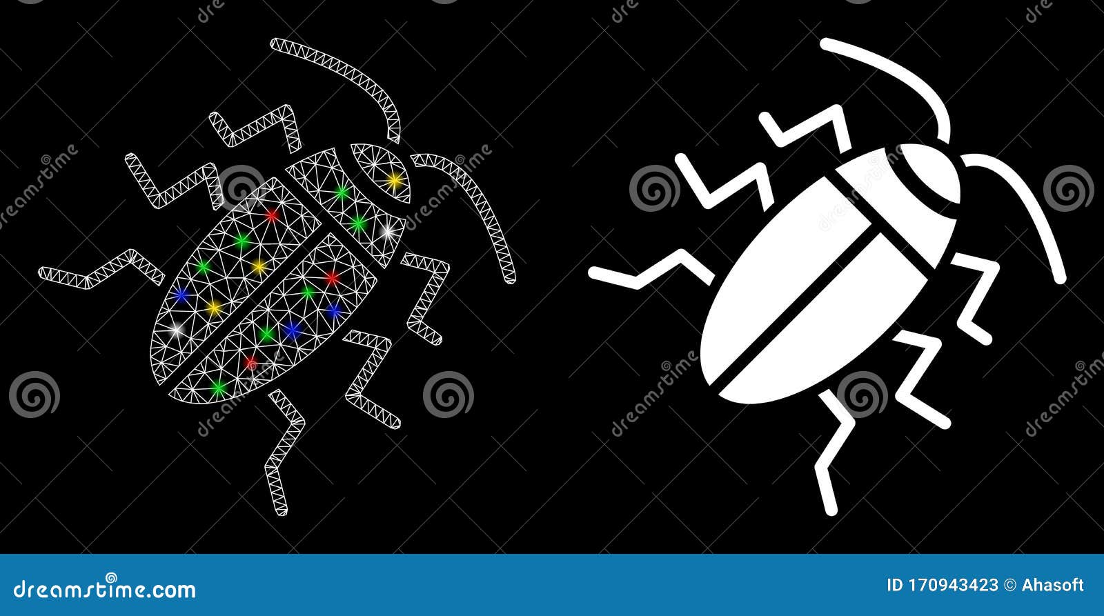 Flare Mesh 2D Cucaracha Icon with Flare Spots Stock Vector ...