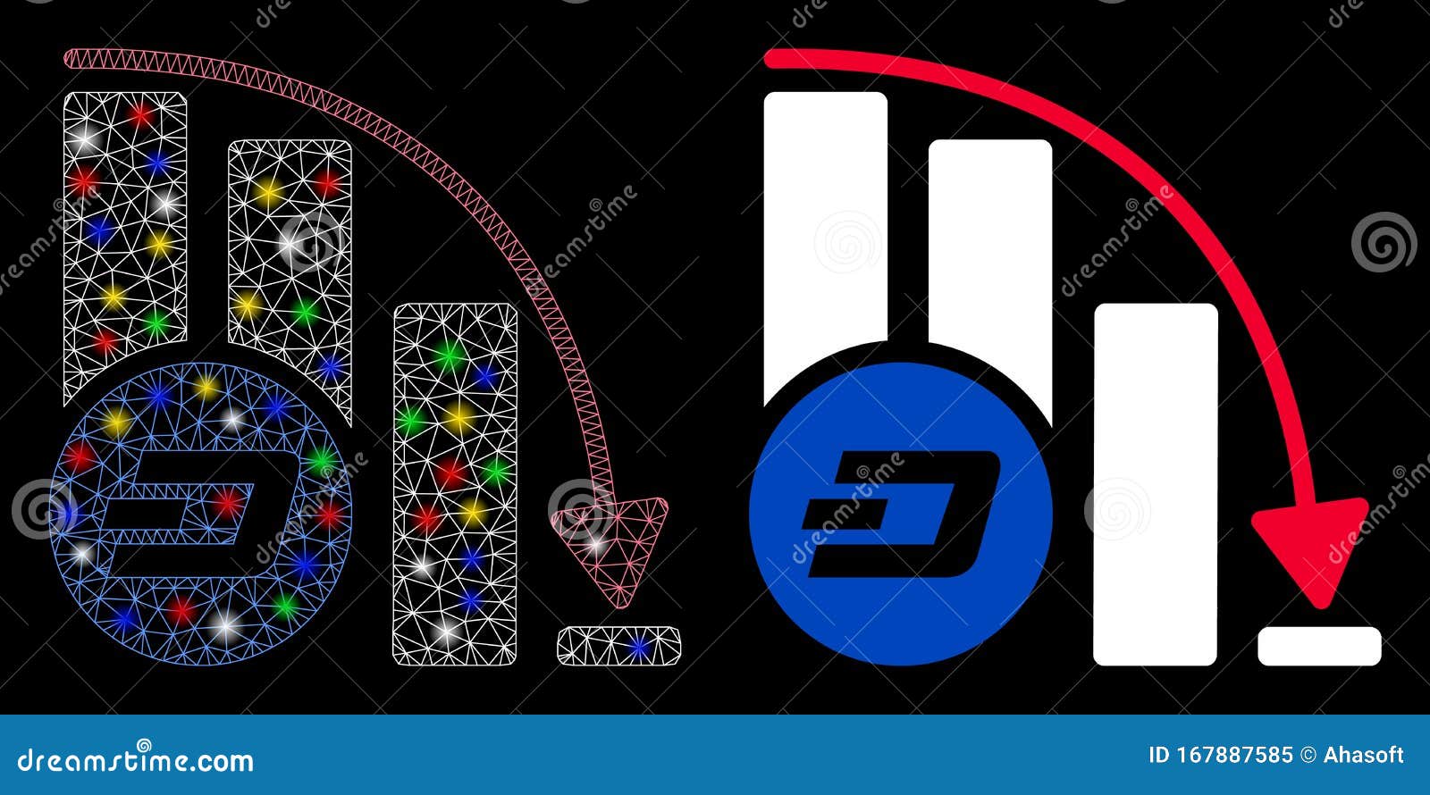 Flare Mesh 2D Dashcoin Falling Acceleration Chart Icon with Flash Spots ... Flare Mesh 2D Dashcoin Falling Acceleration Chart Icon with Flash Spots ...