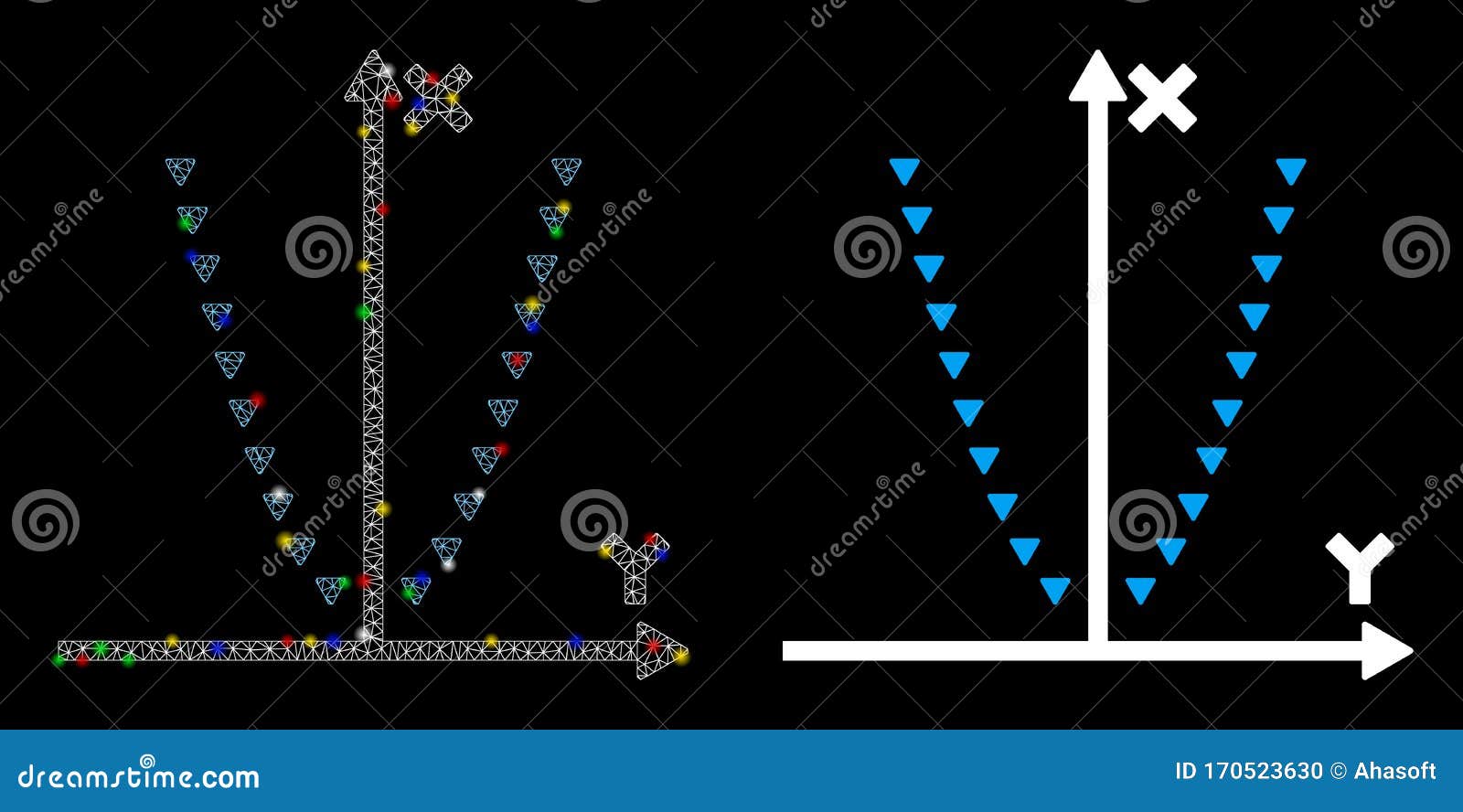 Flare Mesh 2D Dotted Parabola Plot Icon with Flare Spots Stock Vector ...