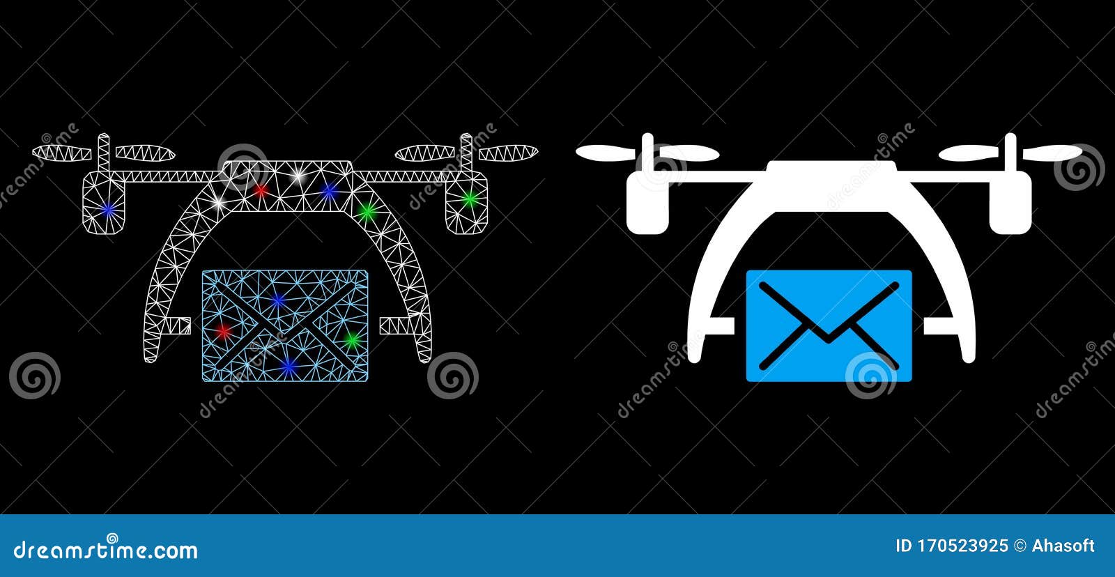 Flare Mesh 2D Drone Mail Icon with Flare Spots Stock Vector ... Flare Mesh 2D Drone Mail Icon with Flare Spots Stock Vector ...