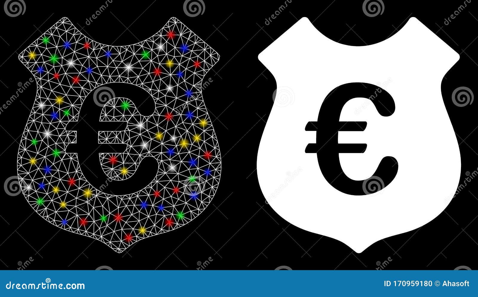 Flare Mesh 2D Euro Security Icon with Flare Spots Stock Vector ...