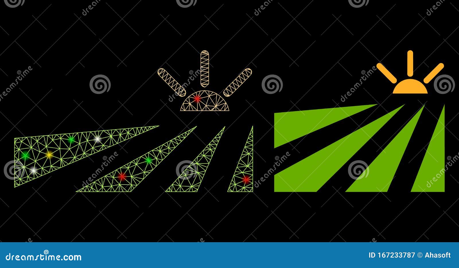 Flare Mesh 2D Field Sunset Icon with Flare Spots Stock Vector ...
