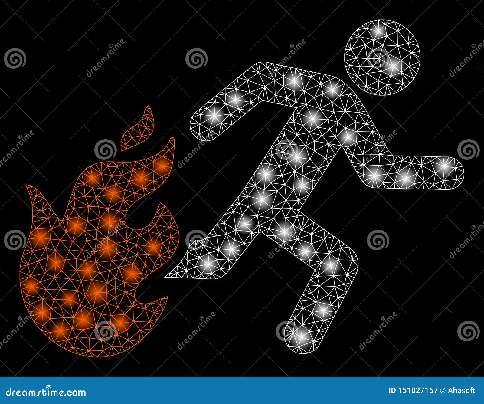 Flare Mesh 2D Fired Running Man with Flare Spots Stock Vector ...