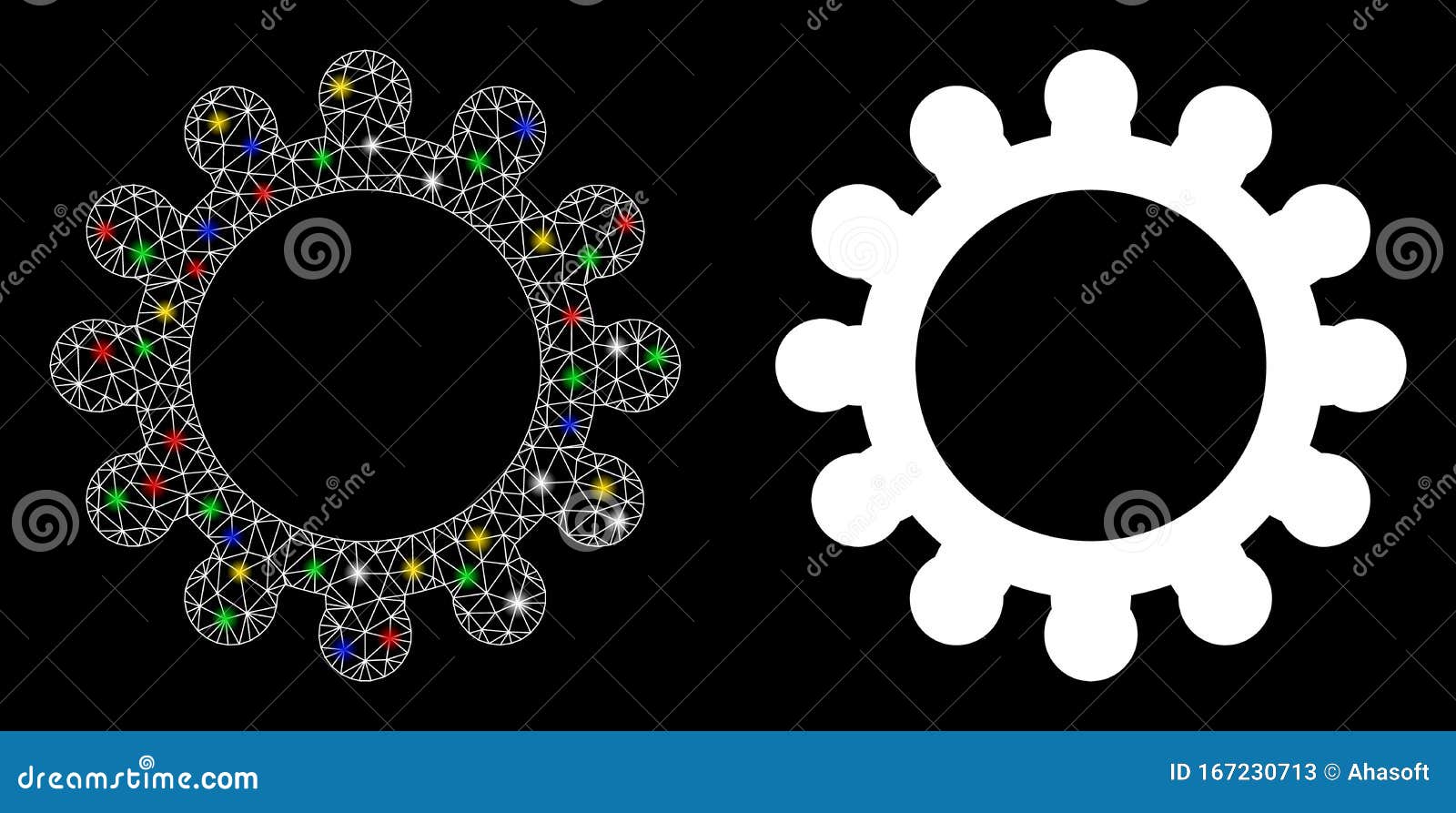 Flare Mesh 2D Gear Icon with Flare Spots Stock Vector - Illustration of ...