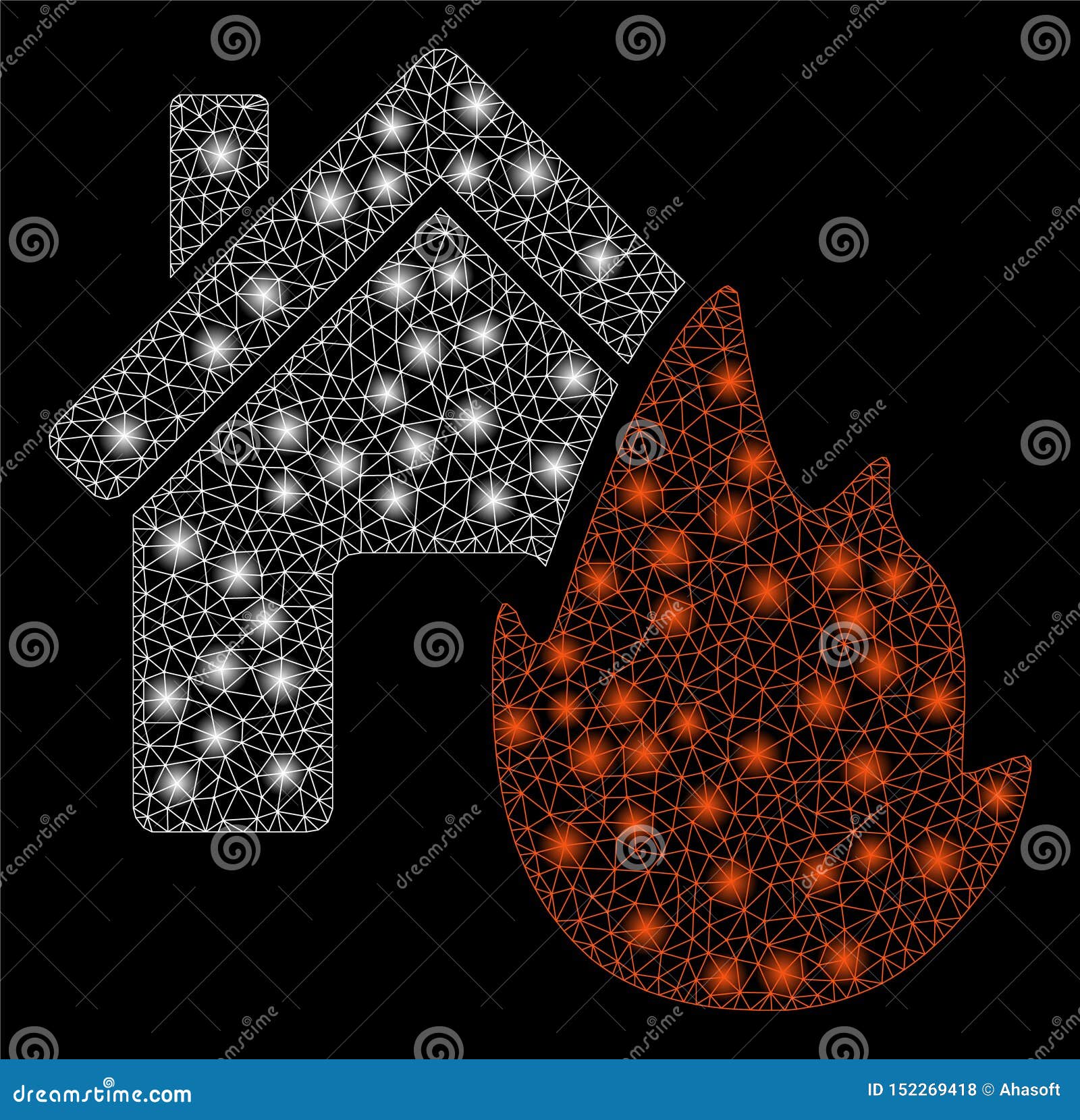Flare Mesh 2D House Fire Disaster with Flare Spots Stock Vector ...