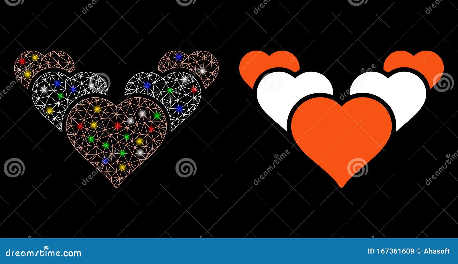 Flare Mesh 2D Love Hearts Icon with Flare Spots Stock Vector ...