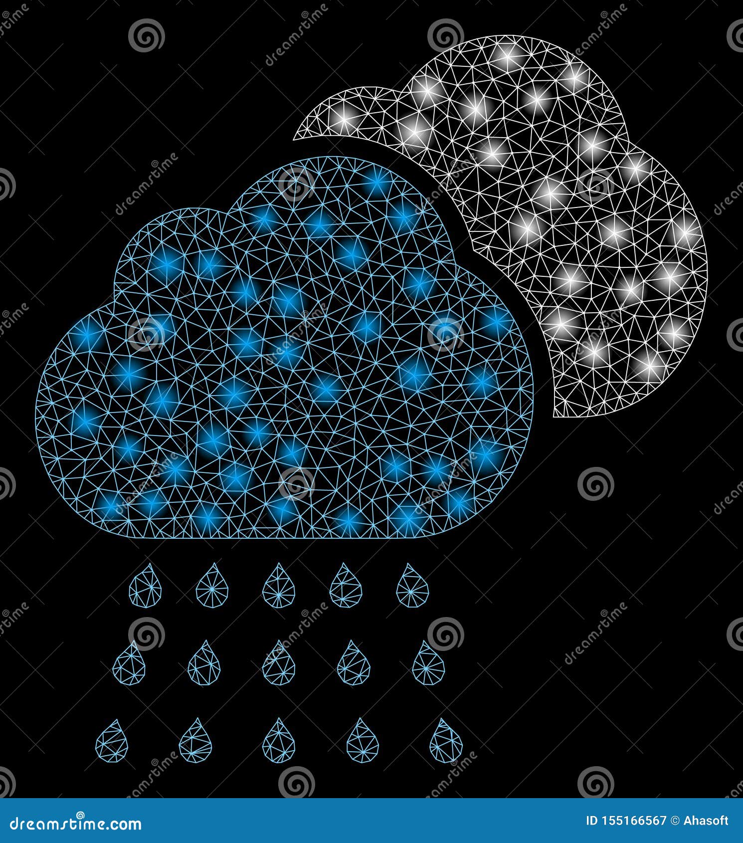 Flare Mesh 2D Rain Clouds with Flare Spots Stock Vector - Illustration ...