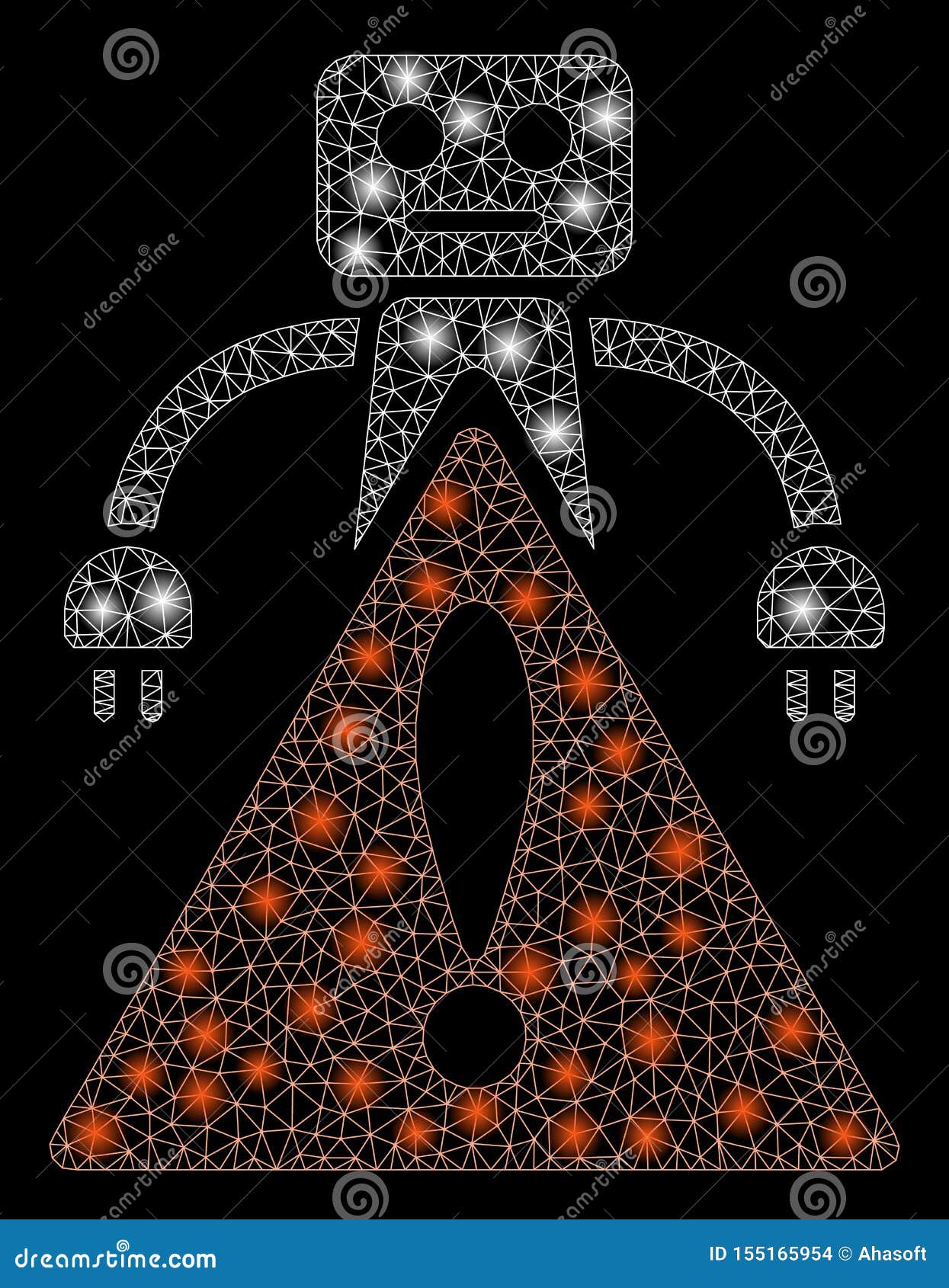 Robot Warning Mosaic And Grunge Cautious Watermark With Lines Cartoon ...