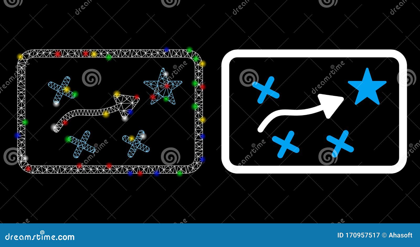 Flare Mesh 2D Route Map Icon with Flare Spots Stock Vector ...