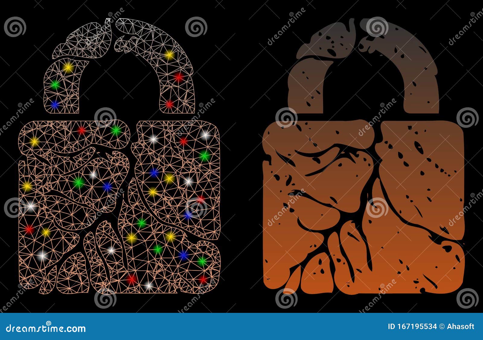 Flare Mesh 2D Rust Lock Icon with Flare Spots Stock Vector ...