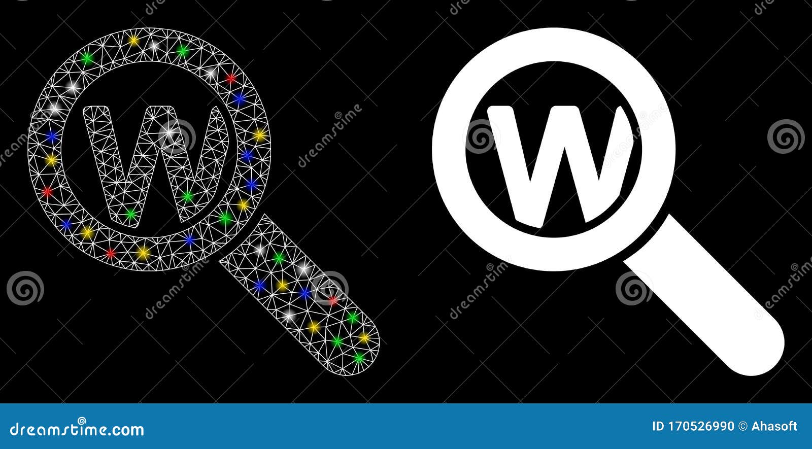 Flare Mesh 2D Search Word Icon with Flare Spots Stock Vector ...
