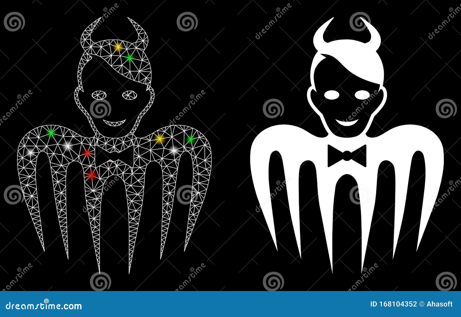 Bright Mesh Network Devil Spectre Icon with Flash Spots Stock Vector ...