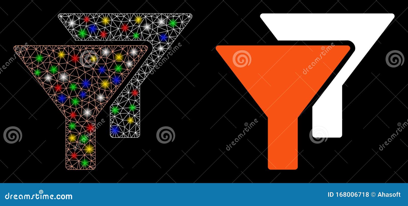 Flare Mesh Wire Frame Filters Icon with Flash Spots Stock Illustration ...
