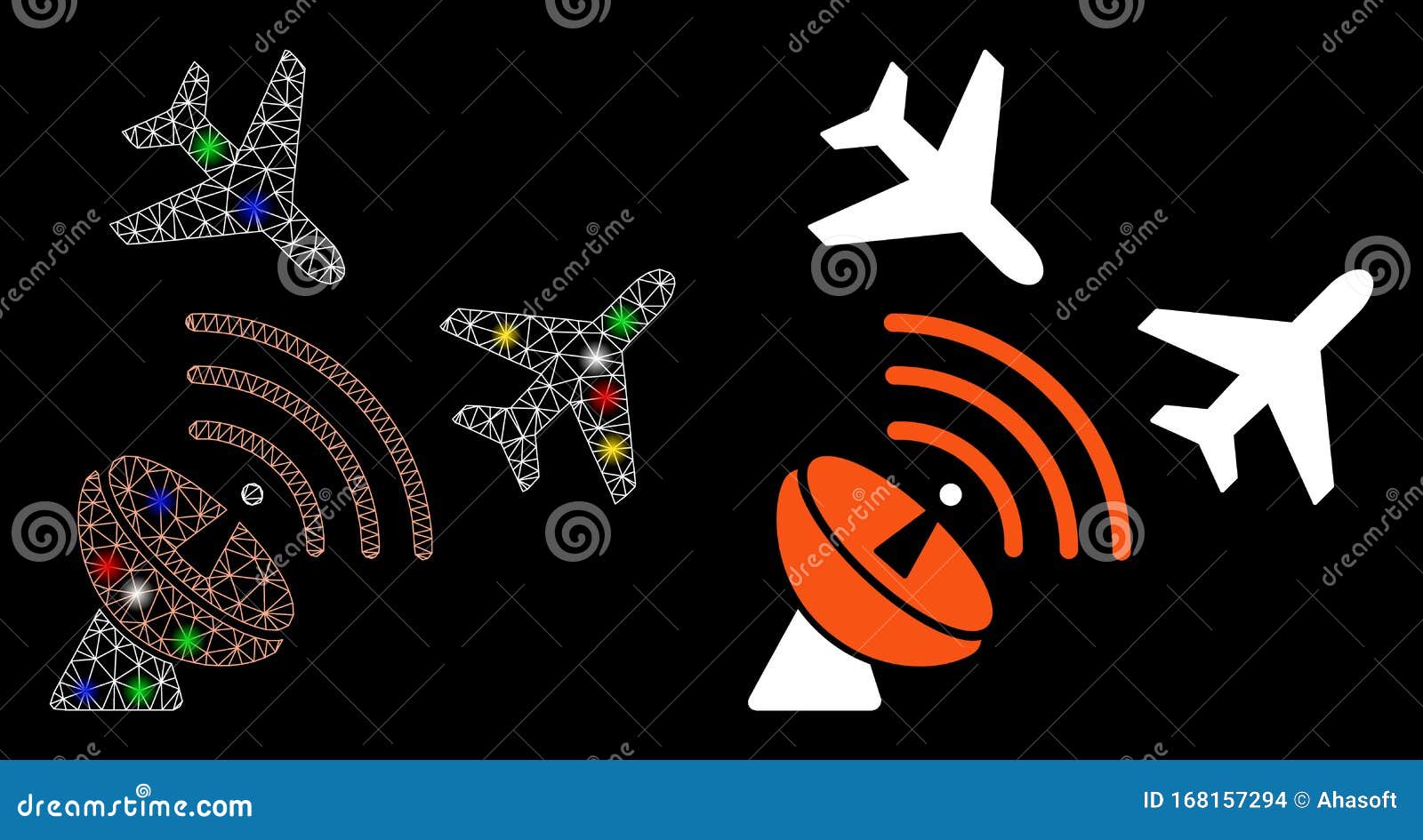 Bright Mesh Network Flight Radar Icon with Flare Spots Stock Vector ...
