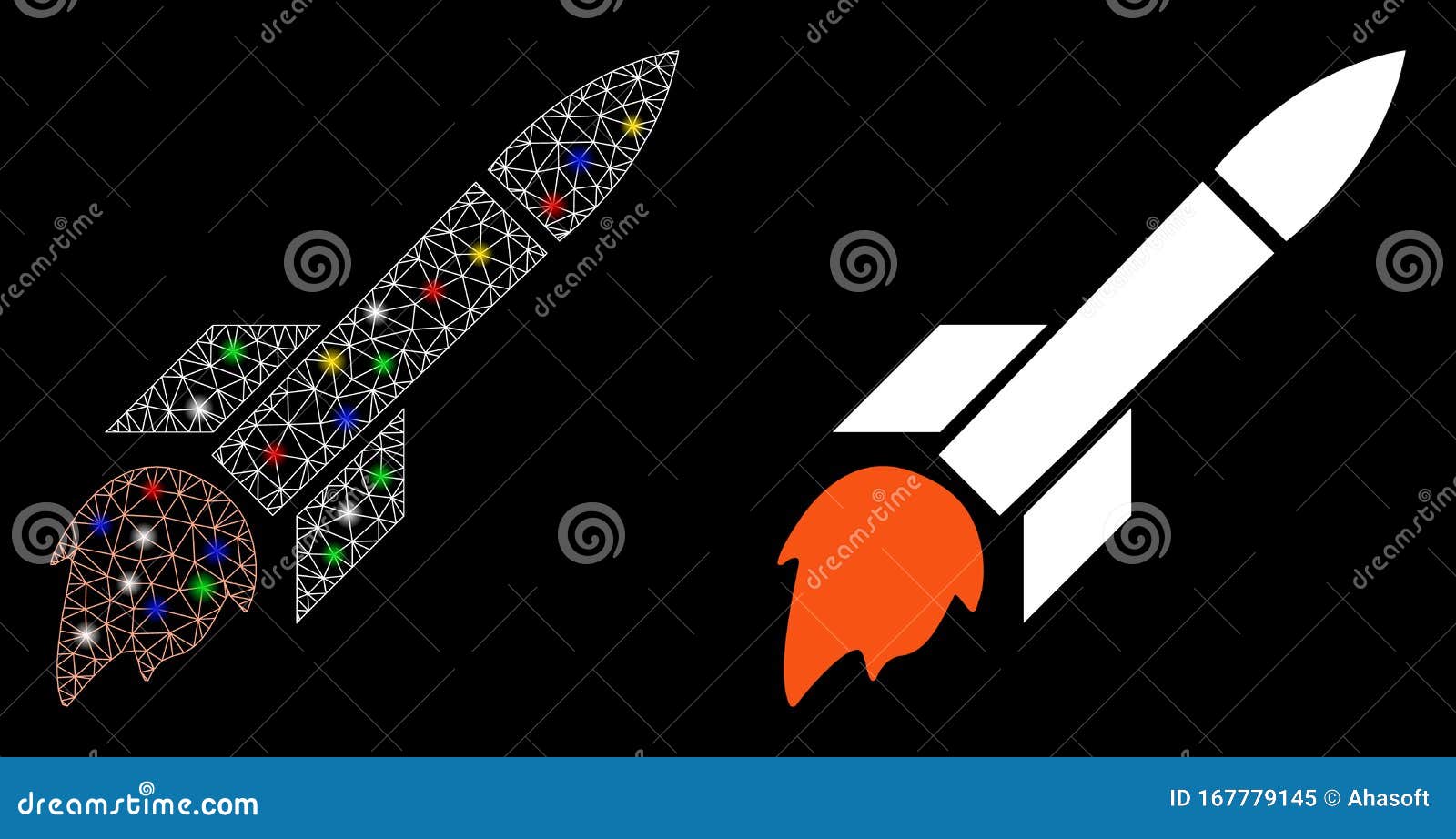 Flare Mesh 2D Missile Flight Icon with Flare Spots Stock Illustration ...