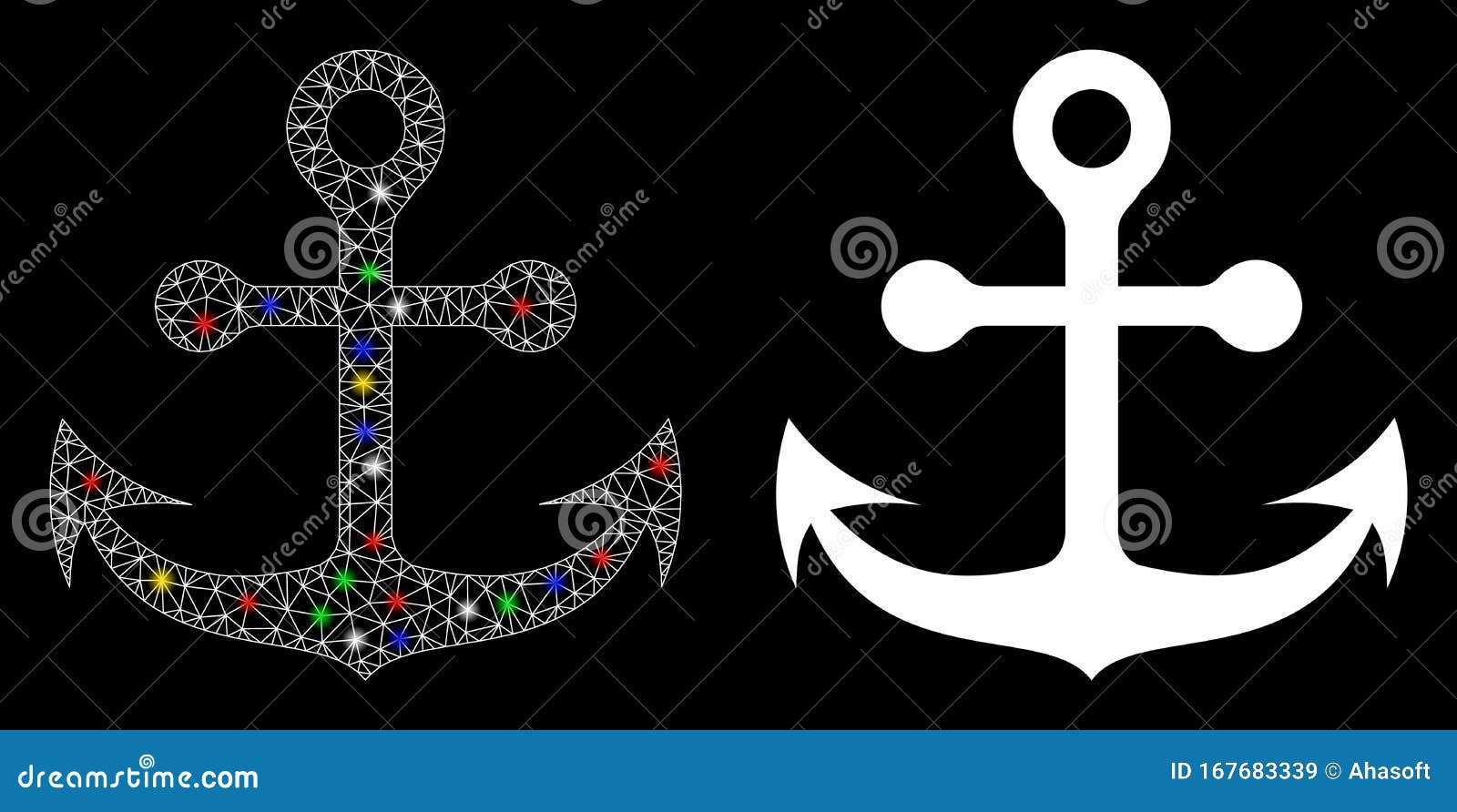 Flare Mesh 2D Navy Anchor Icon with Flare Spots Stock Vector ...