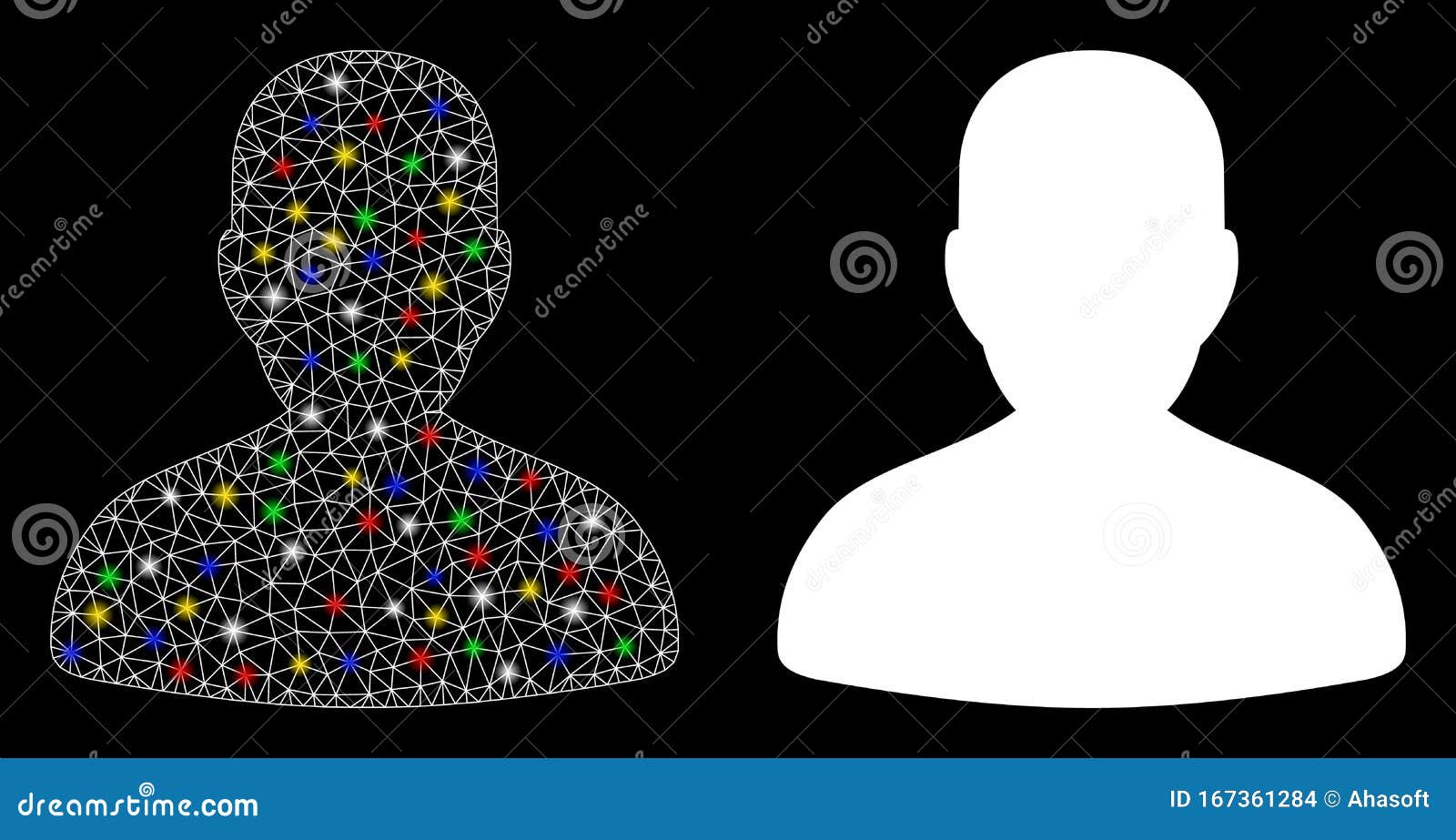 Flare Mesh Network Avatar Icon with Flare Spots Stock Illustration ...