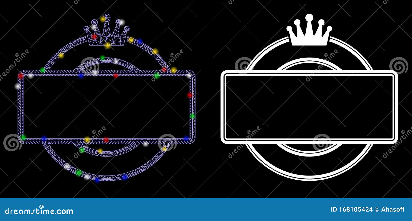 Flare Mesh Network Crown Round and Rectangle Frame Icon with Flare ...