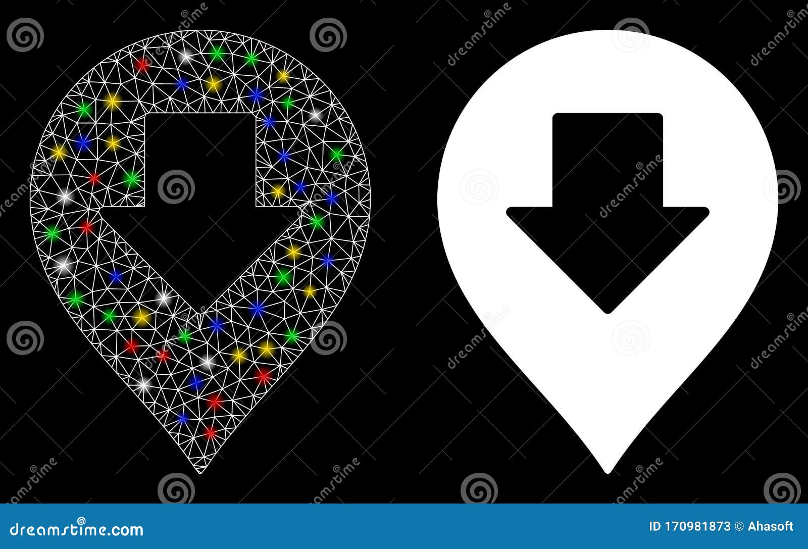 Flare Mesh Network Down Arrow Marker Icon with Flare Spots Stock Vector ... Flare Mesh Network Down Arrow Marker Icon with Flare Spots Stock Vector ...
