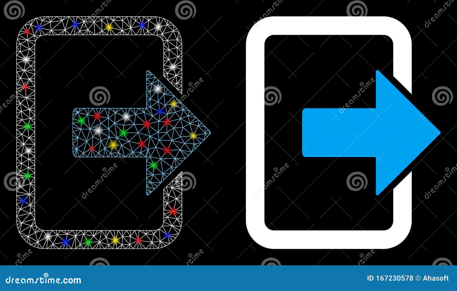 Flare Mesh Network Exit Door Icon with Flare Spots Stock Vector ...
