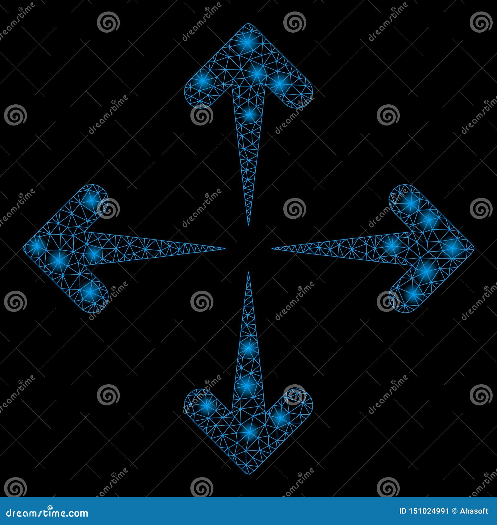 Flare Mesh Network Expand Arrows with Flare Spots Stock Vector ...