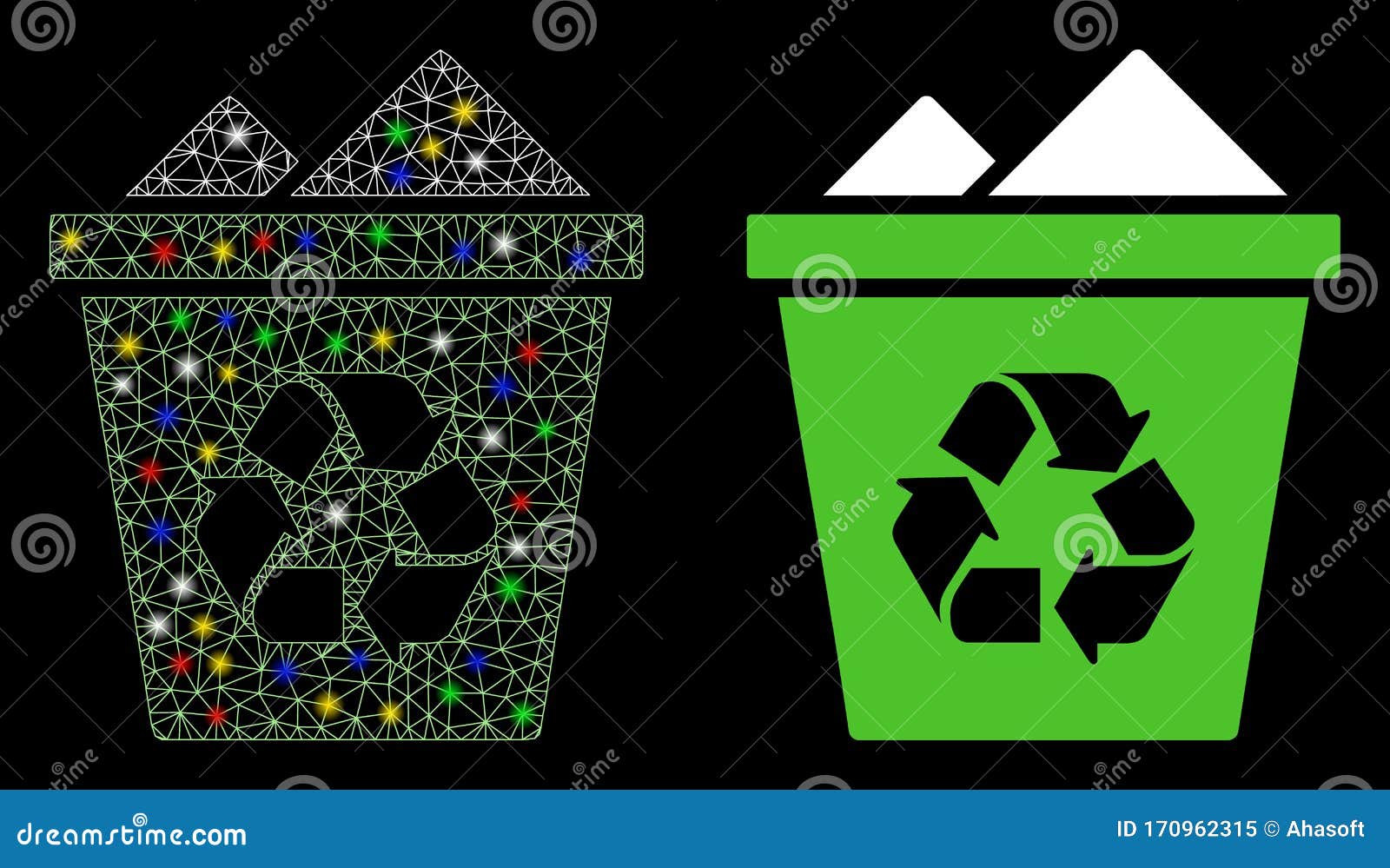 Flare Mesh Network Full Recycle Bin Icon with Flare Spots Stock Vector ... Flare Mesh Network Full Recycle Bin Icon with Flare Spots Stock Vector ...